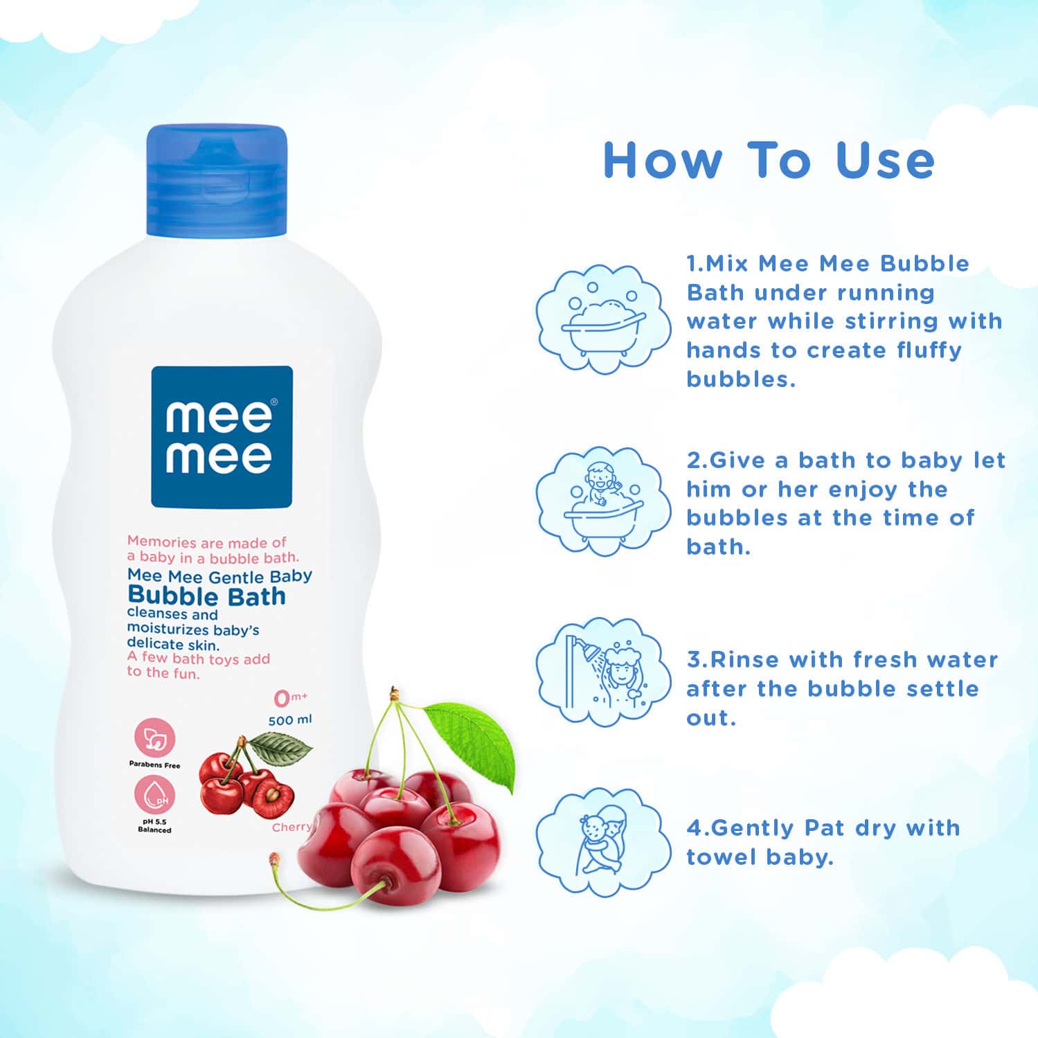 Buy MEEMEE GENTLE BABY BUBBLE BATH WITH CHERRY EXTRACTS,DERMATOLOGICAL ...