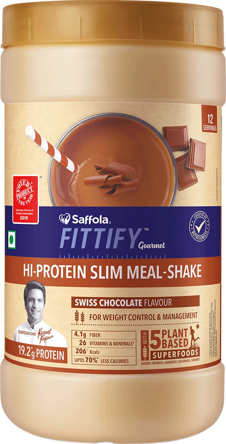 Buy SAFFOLA FITTIFY HI PROTEIN SLIM MEAL-SHAKE SWISS CHOCOLATE 420 GM ...