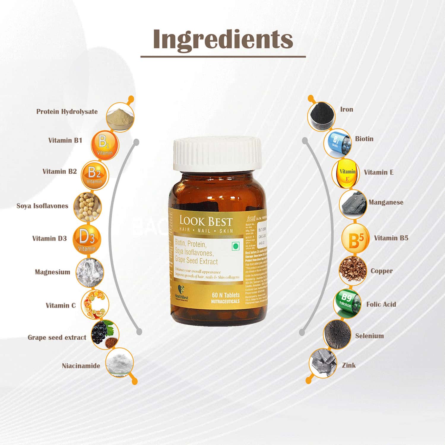 Buy HEALTHBEST LOOKBEST HAIR NAIL & SKIN (HNS) MULTIVITAMIN TABLETS ...