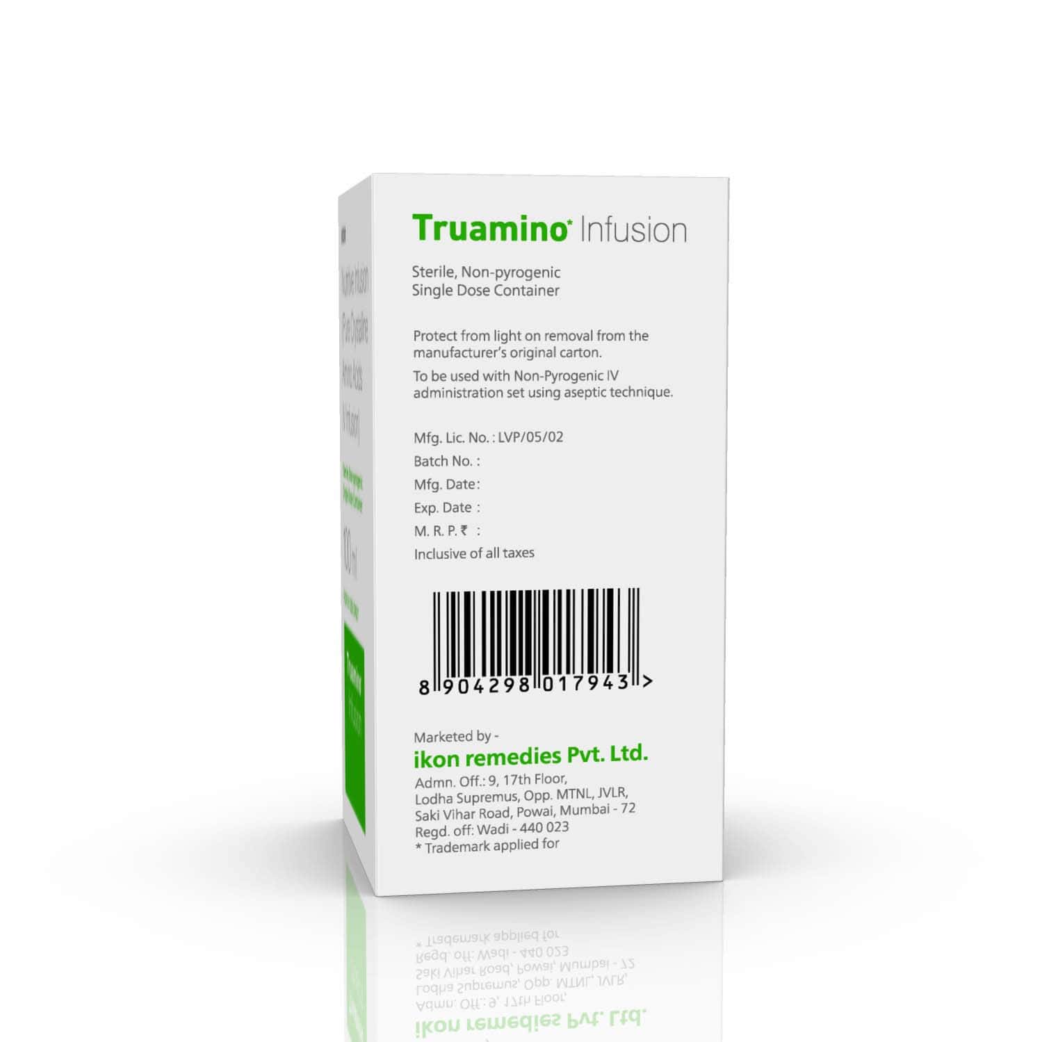 Buy TRUAMINO INFUSION 100 ML Online & Get Upto 60% OFF at PharmEasy