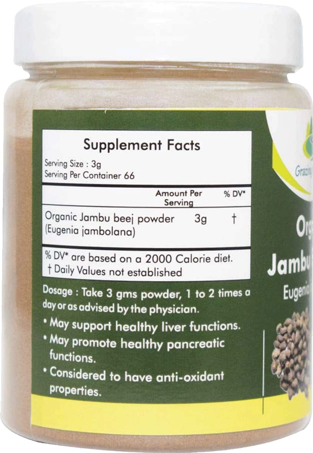 Buy GRAZING MEADOWS ORGANIC JAMUN SEED POWDER 200 GMS (PACK OF 4 ...