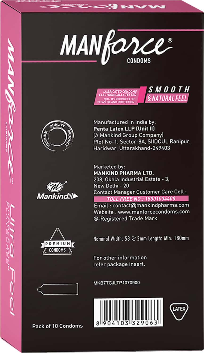 Buy MANFORCE ULTRA FEEL BUBBLEGUM FLAVOURED BOX OF 10 CONDOMS Online ...