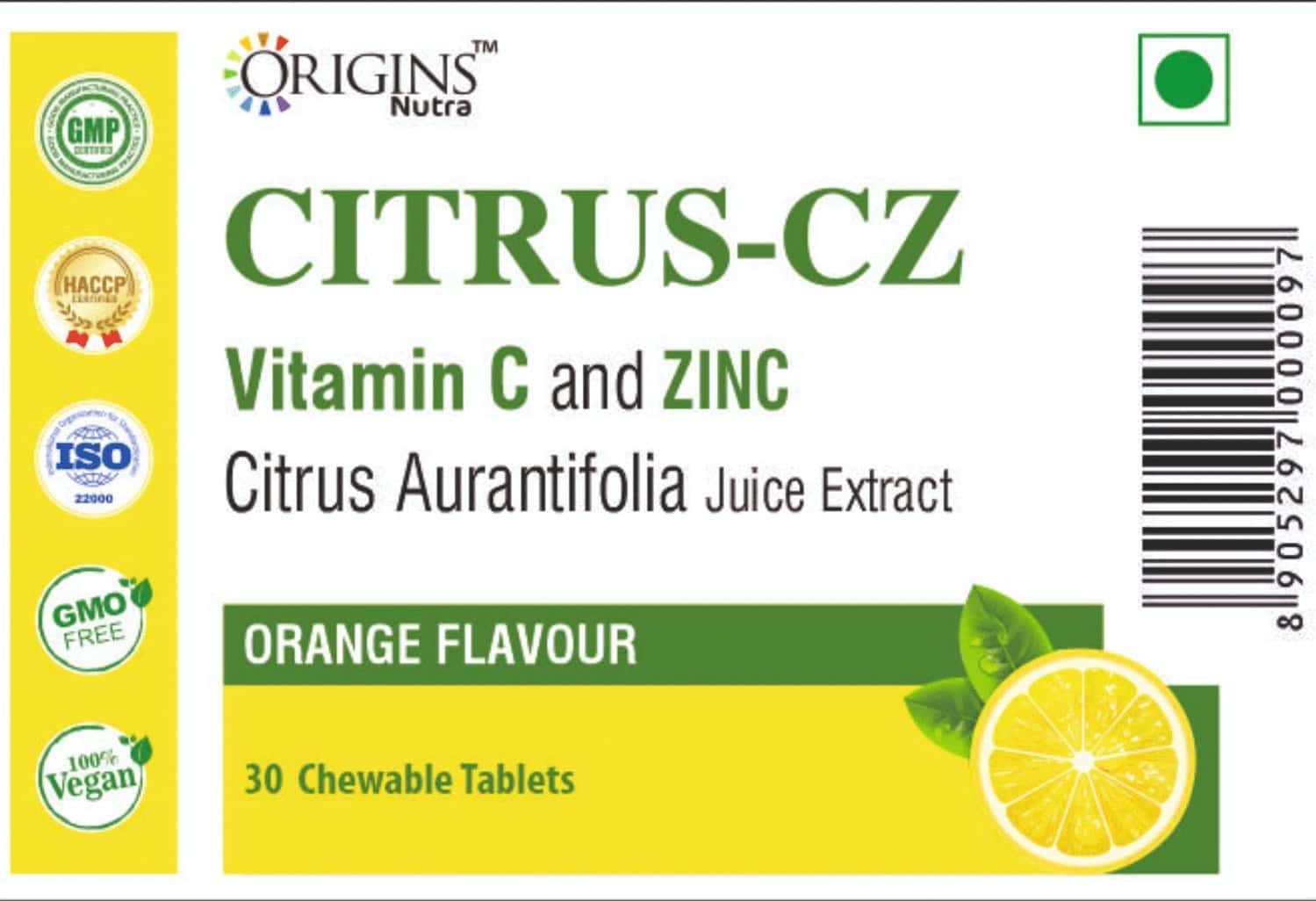 Buy ORIGINS NUTRA CITRUS-CZ VITAMIN C & ZINC - 30 CHEWABLE TABLETS ...
