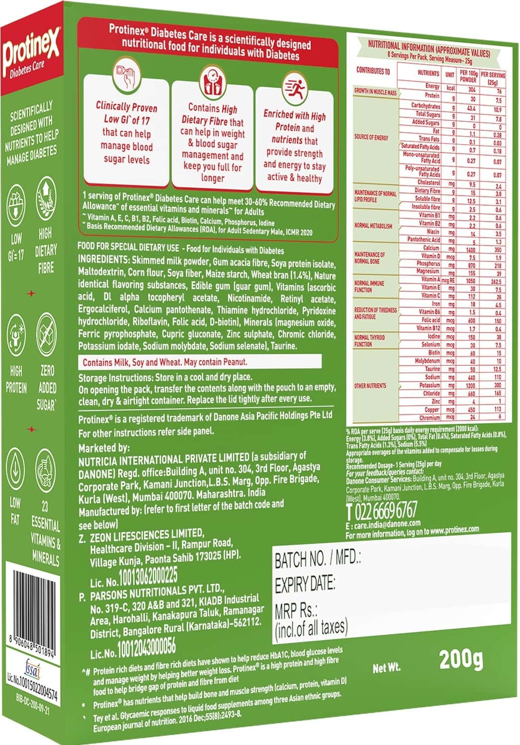 Buy PROTINEX DIABETES CARE VANILLA 200GM- NUTRITION DRINK FOR INDIAN ...