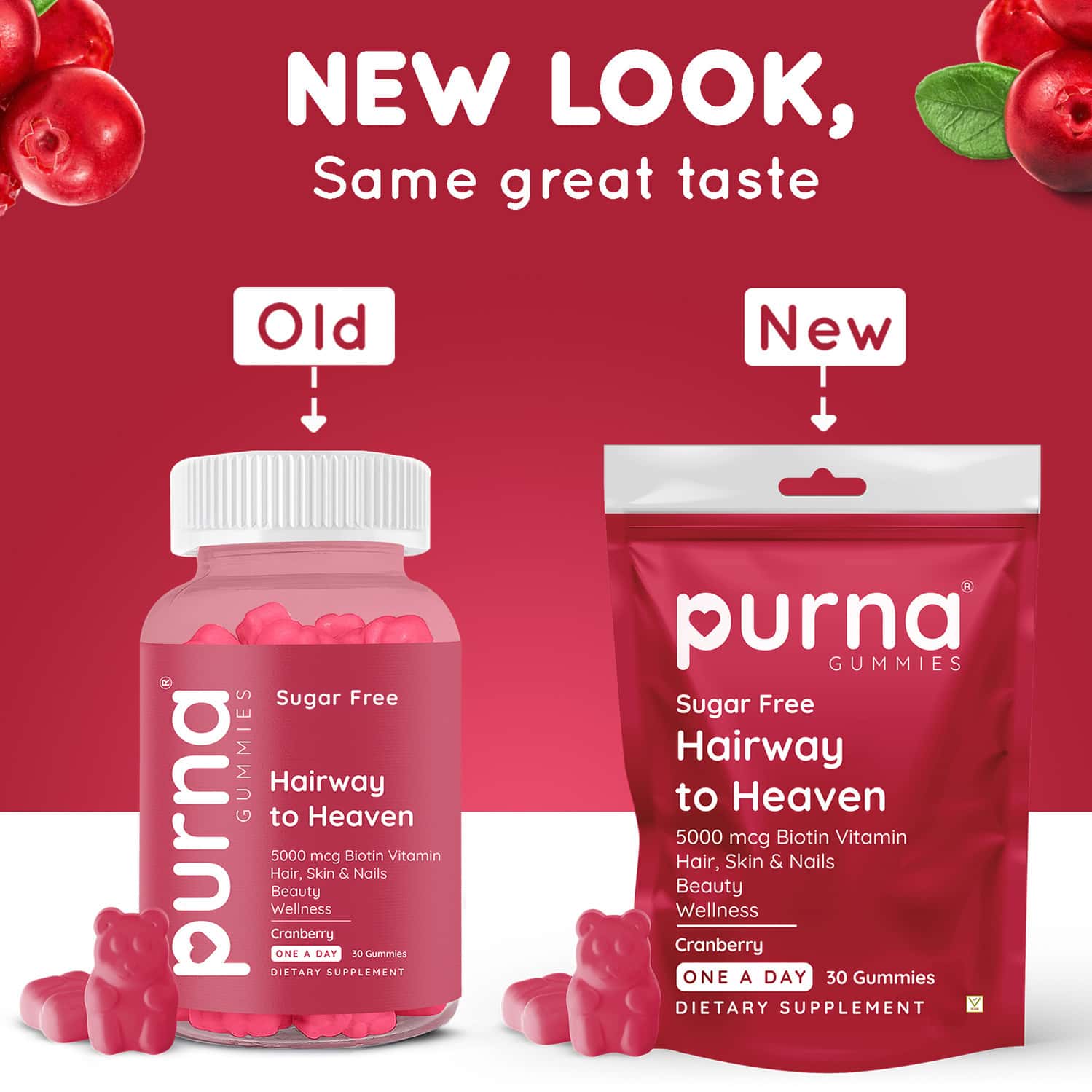 Buy PURNA GUMMIES BIOTIN CRANBERRY SUGAR FREE GUMMIES FOR ADULTS & KIDS ...
