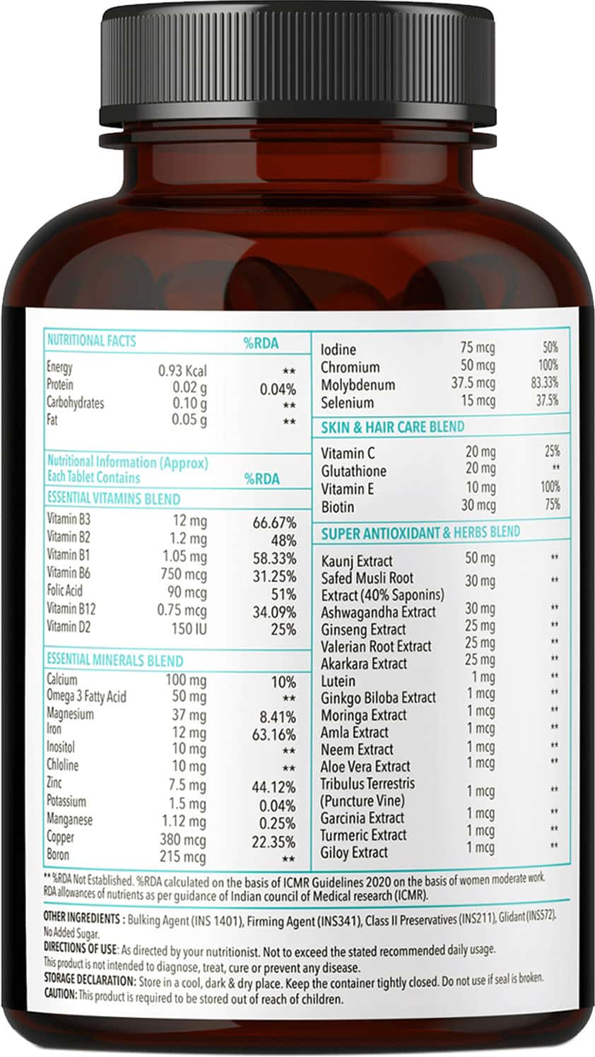 Buy ZINGAVITA MULTIVITAMIN TABLETS FOR MEN WITH VITAMINS & OMEGA-3 ...