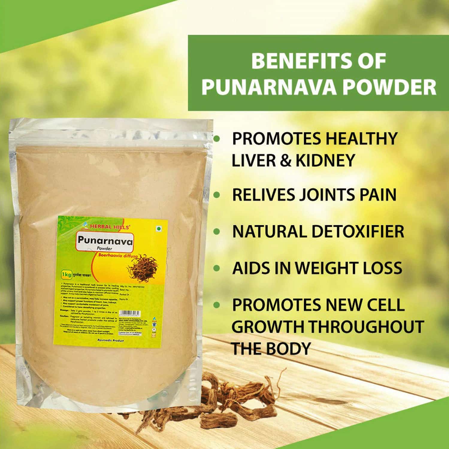 Buy HERBAL HILLS PUNARNAVA POWDER - BOERHAVIA DIFFUSA - PUNARNAVA ROOT ...