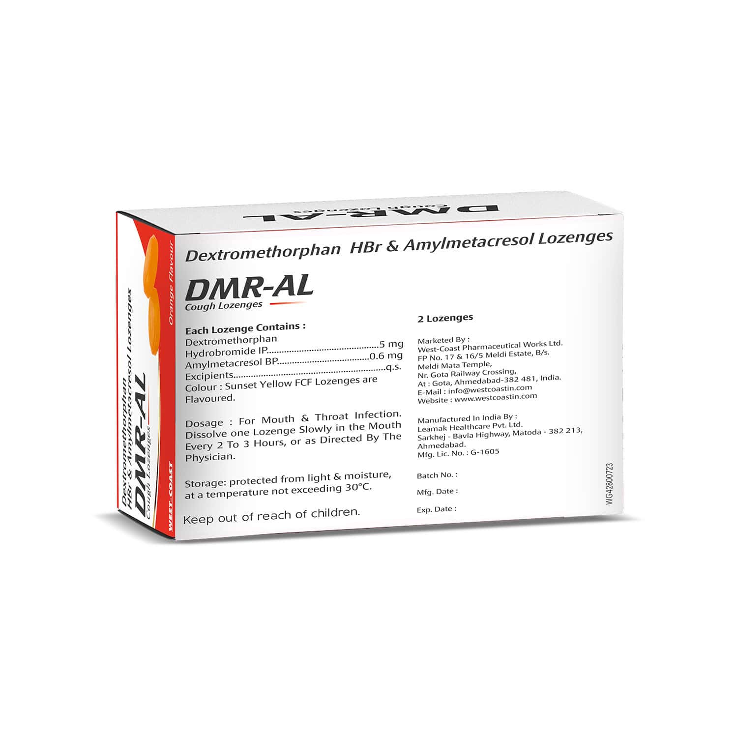 Buy WEST COAST DMR-AL COUGH LOZENGES, DEXTROMETHORPHAN HBR ...