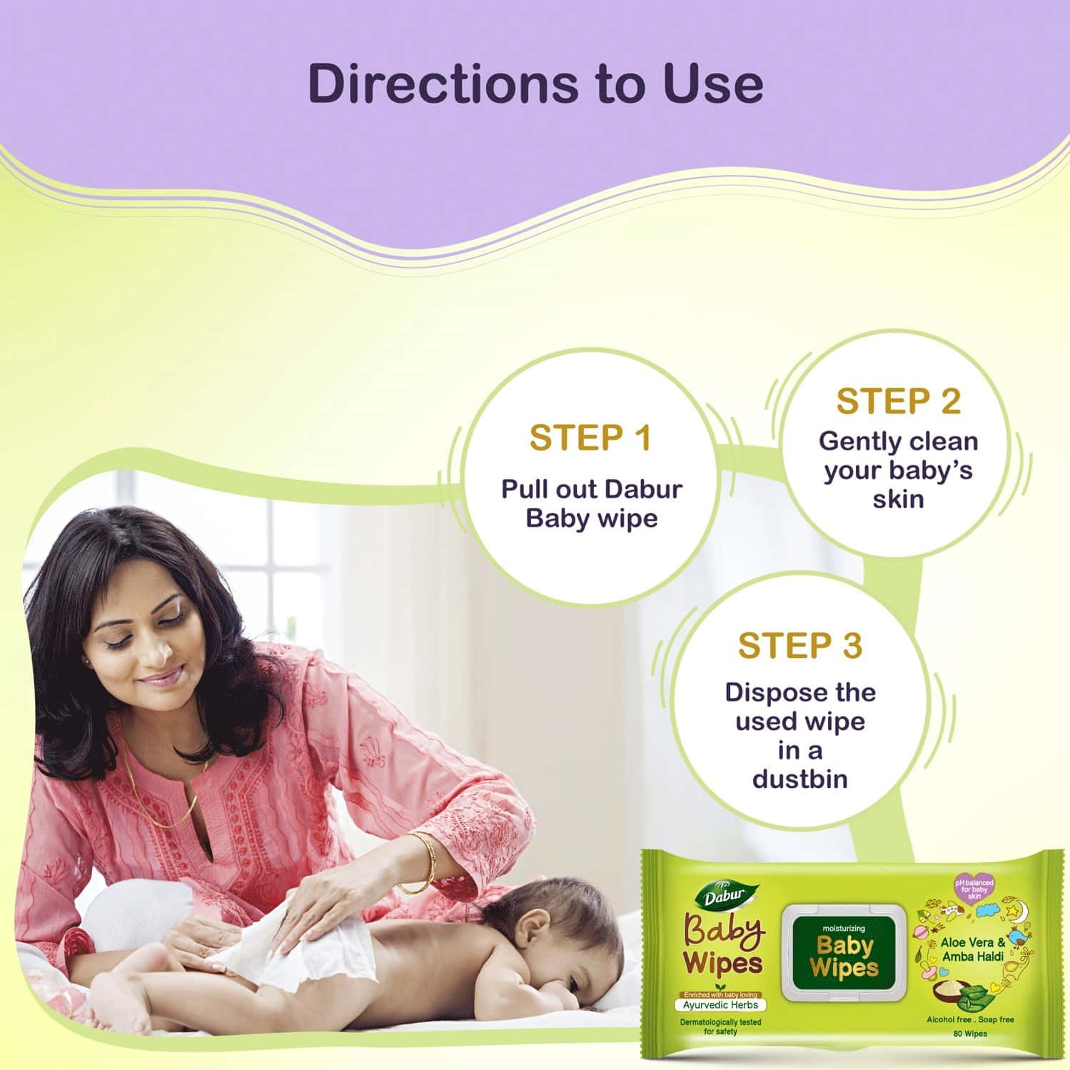Buy DABUR BABY WIPES (PACK OF 3) 80 WIPES EACH Online & Get Upto 60% ...