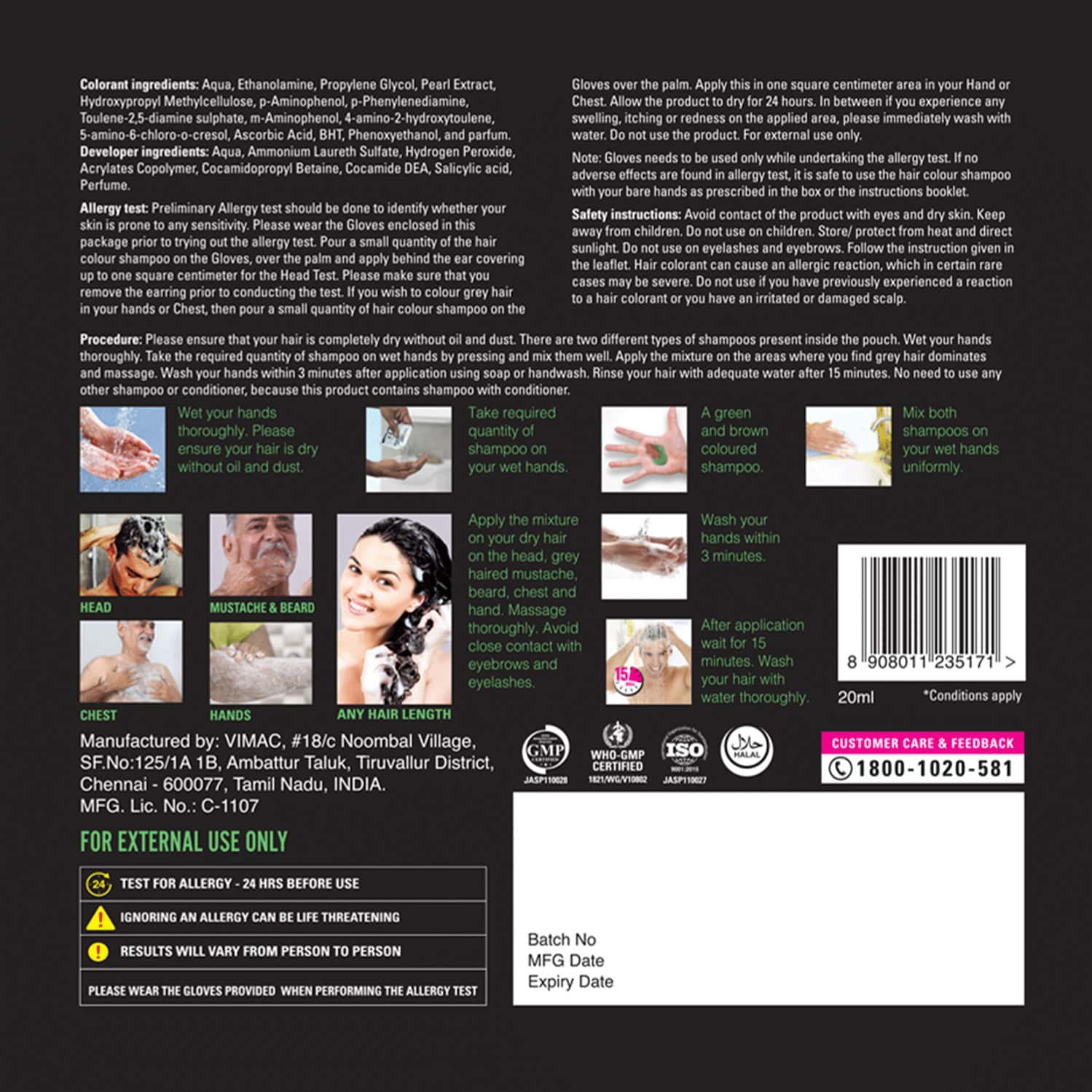 Buy VIP MEN'S HAIR COLOUR SHAMPOO 20ML BROWN PACK OF 5 - ALTERNATE TO ...