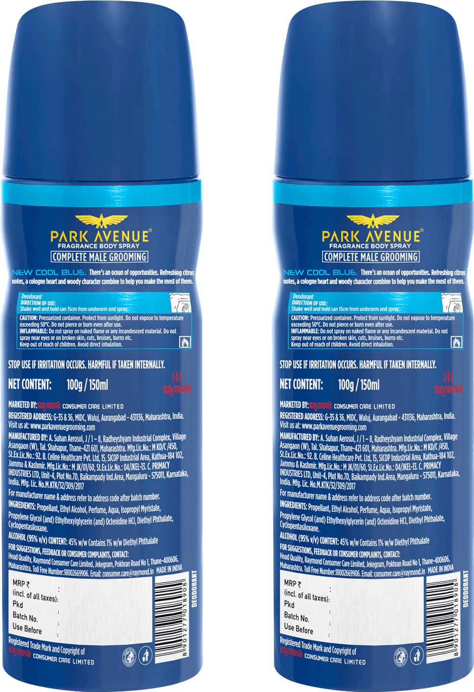 Buy PARK AVENUE COOL BLUE PERFUME FOR MEN FRESH LONG LASTING FRAGRANCE ...