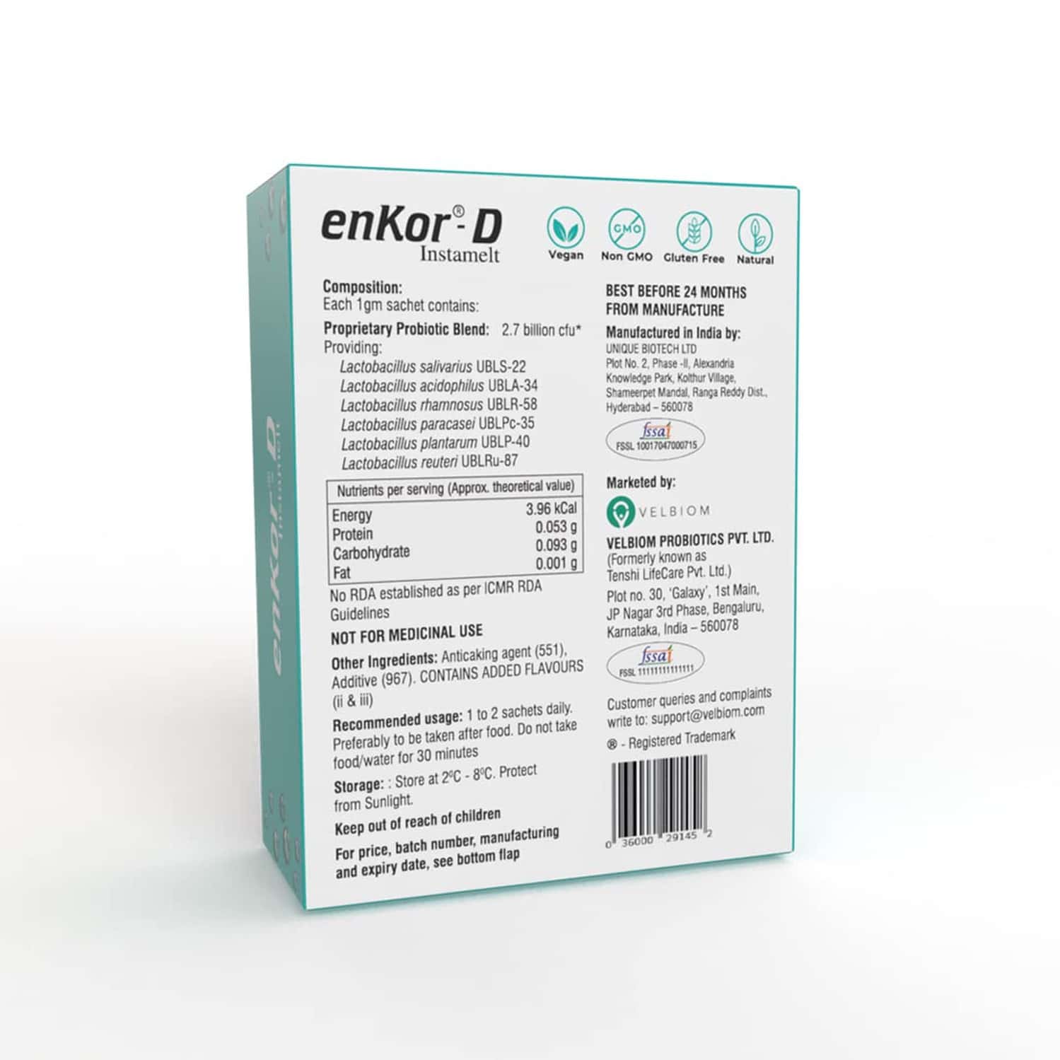 Buy VELBIOM ENKOR-D ORAL HEALTH PROBIOTIC Online & Get Upto 60% OFF at ...