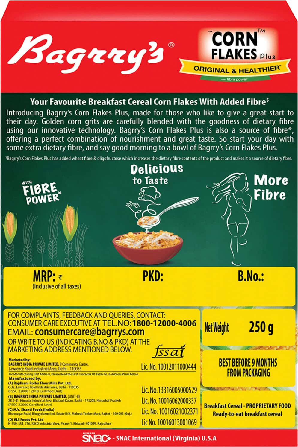 Buy BAGRRY'S CORNFLAKES PLUS WITH ORIGINAL & HEALTHIER 250 GM BOX ...