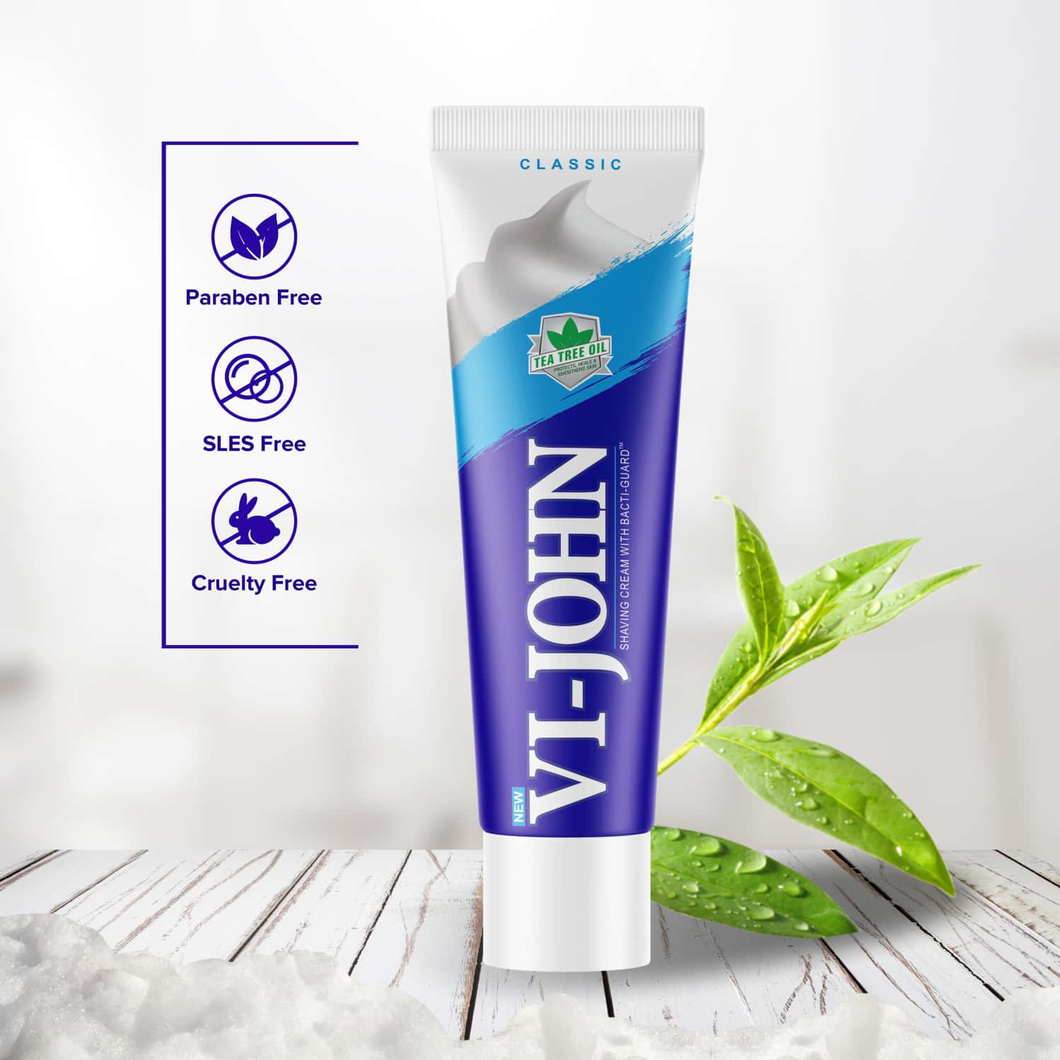 Buy VI-JOHN CLASSICAL SHAVING CREAM FOR MEN WITH TEA TREE OIL AND BACTI ...