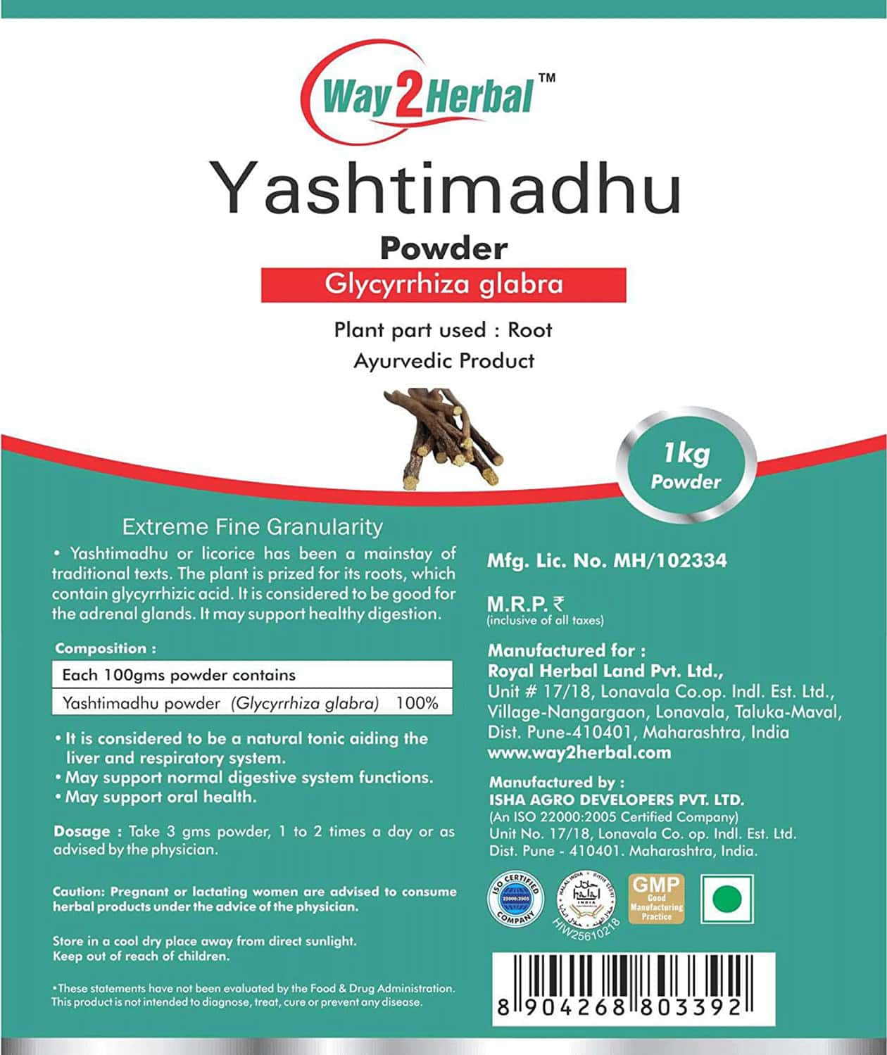Buy WAY2HERBAL YASHTIMADHU LIQUORICE/MULETHI POWDER - 1 KG Online & Get ...
