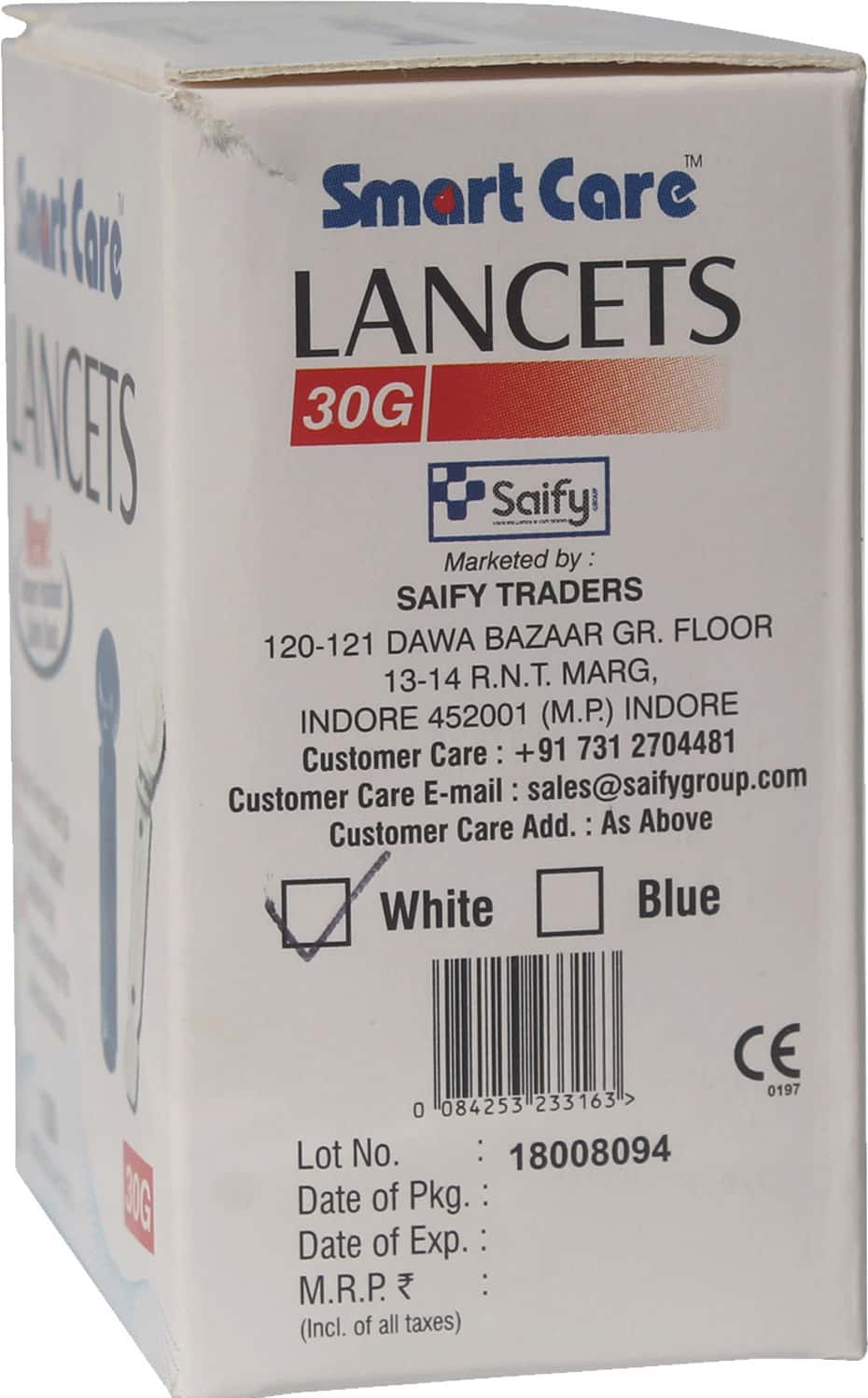 Buy SMART CARE FLAT LANCET NEEDLE - 100 PIECES (WHITE) Online & Get ...