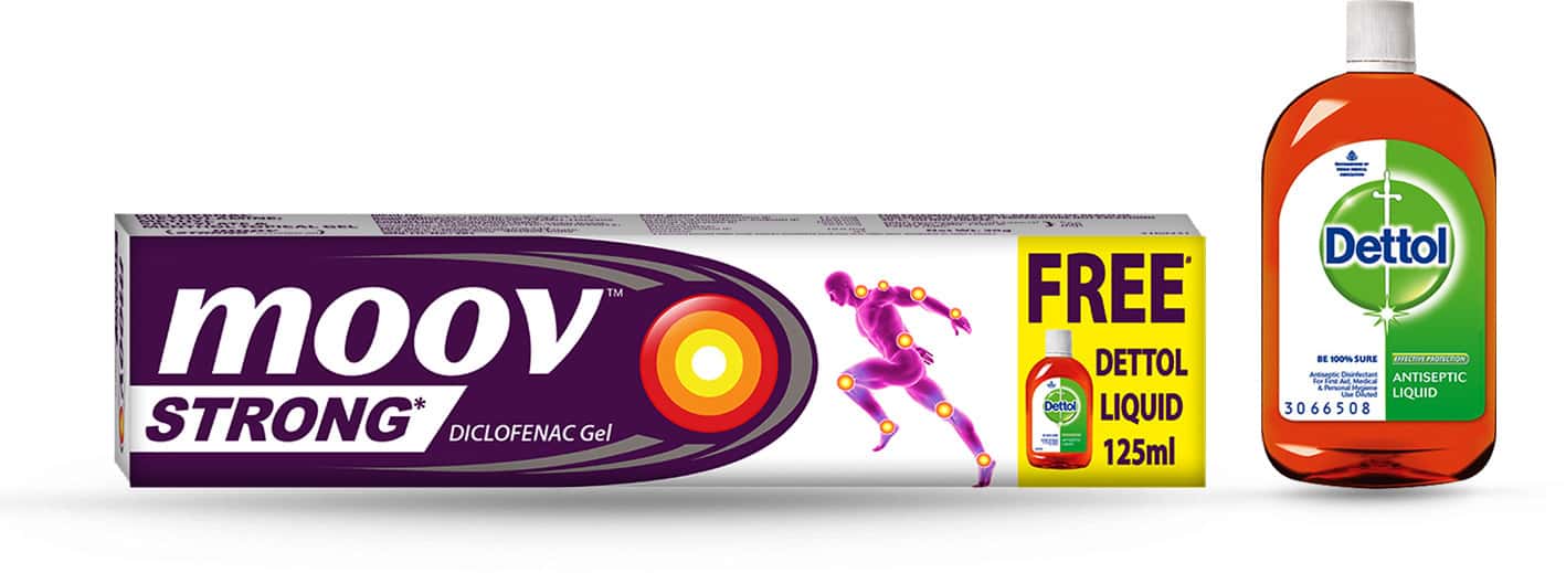 Buy MOOV STRONG INSTANT PAIN RELIEF GEL - 50G (+ DETTOL LIQUID FREE ...