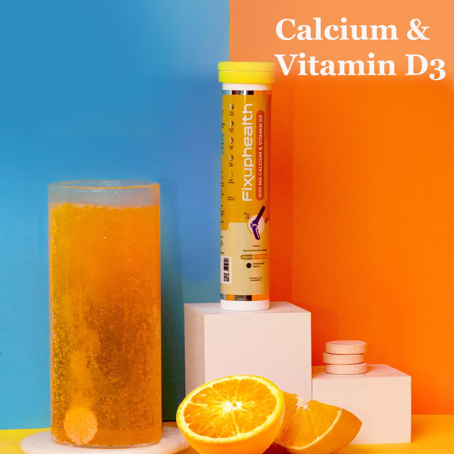 Buy FIXUPHEALTH CALCIUM 500MG AND VITAMIN D3 EFFERVESCENT ORANGE (PACK ...