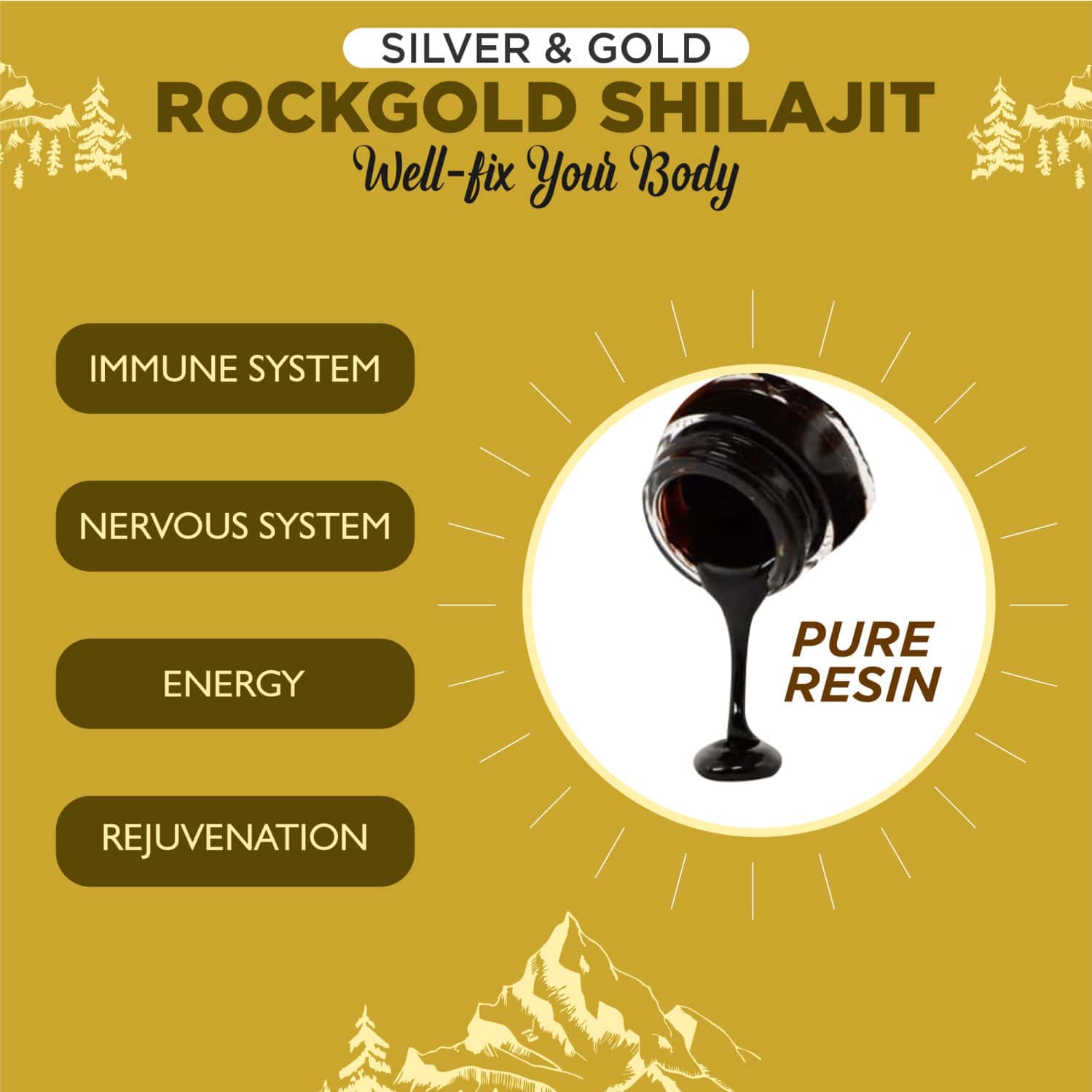 Buy ROCK GOLD PURE AYURVEDIC SHILAJIT RESIN WITH PURE GOLD & SILVER ...
