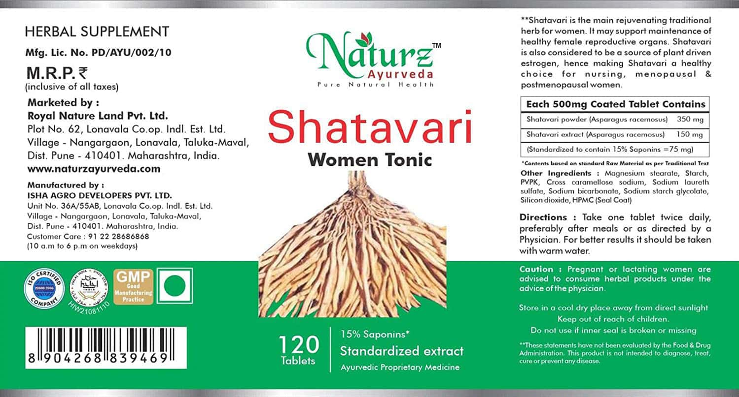 Buy NATURZ AYURVEDA SHATAVARI 120 TABLETS (PACK OF 2) Online & Get Upto ...