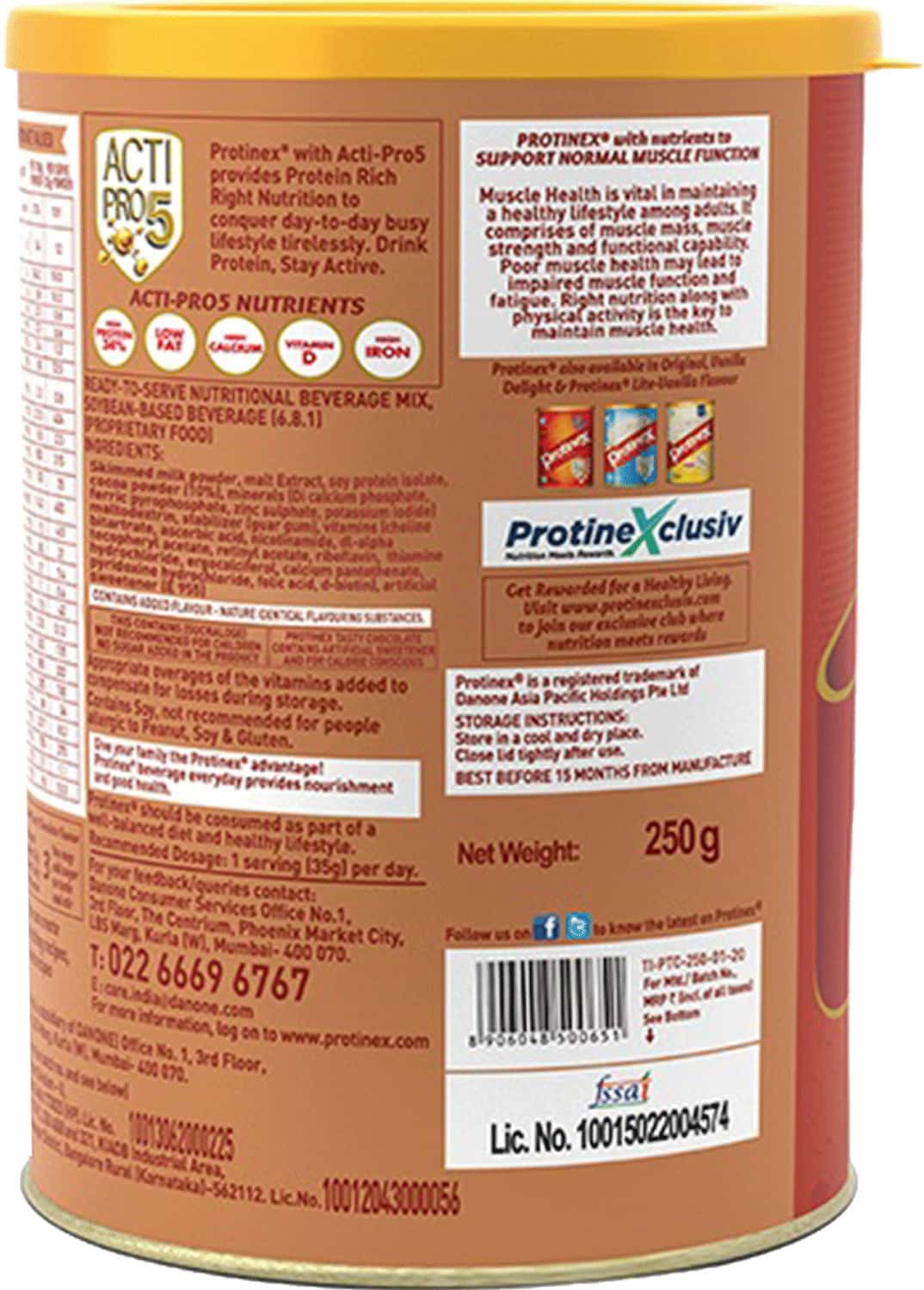 Buy PROTINEX TASTY CHOCOLATE FLAVOUR ACTI PRO 5 SUGAR FREE, TIN OF 250G ...