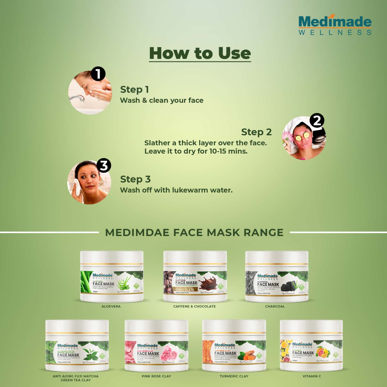 Buy MEDIMADE ANTI AGING FUJI MATCHA GREEN TEA CLAY FACE MASK - 250 GM ...