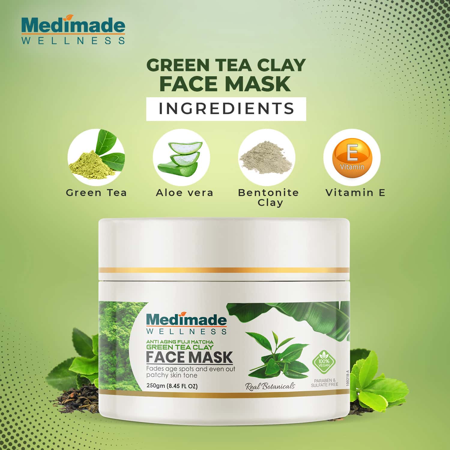 Buy MEDIMADE ANTI AGING FUJI MATCHA GREEN TEA CLAY FACE MASK - 250 GM ...