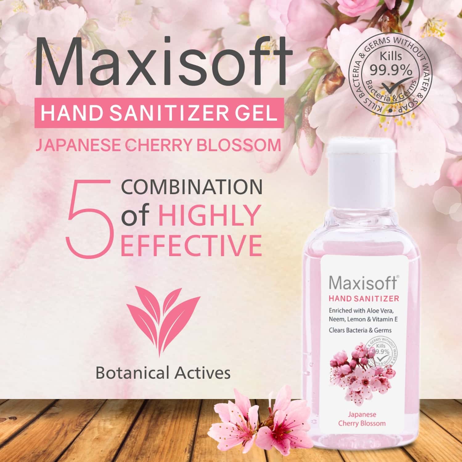 Buy MAXISOFT HAND SANITIZER GEL (JAPANESE CHERRY BLOSSOM) (60 ML - PACK ...
