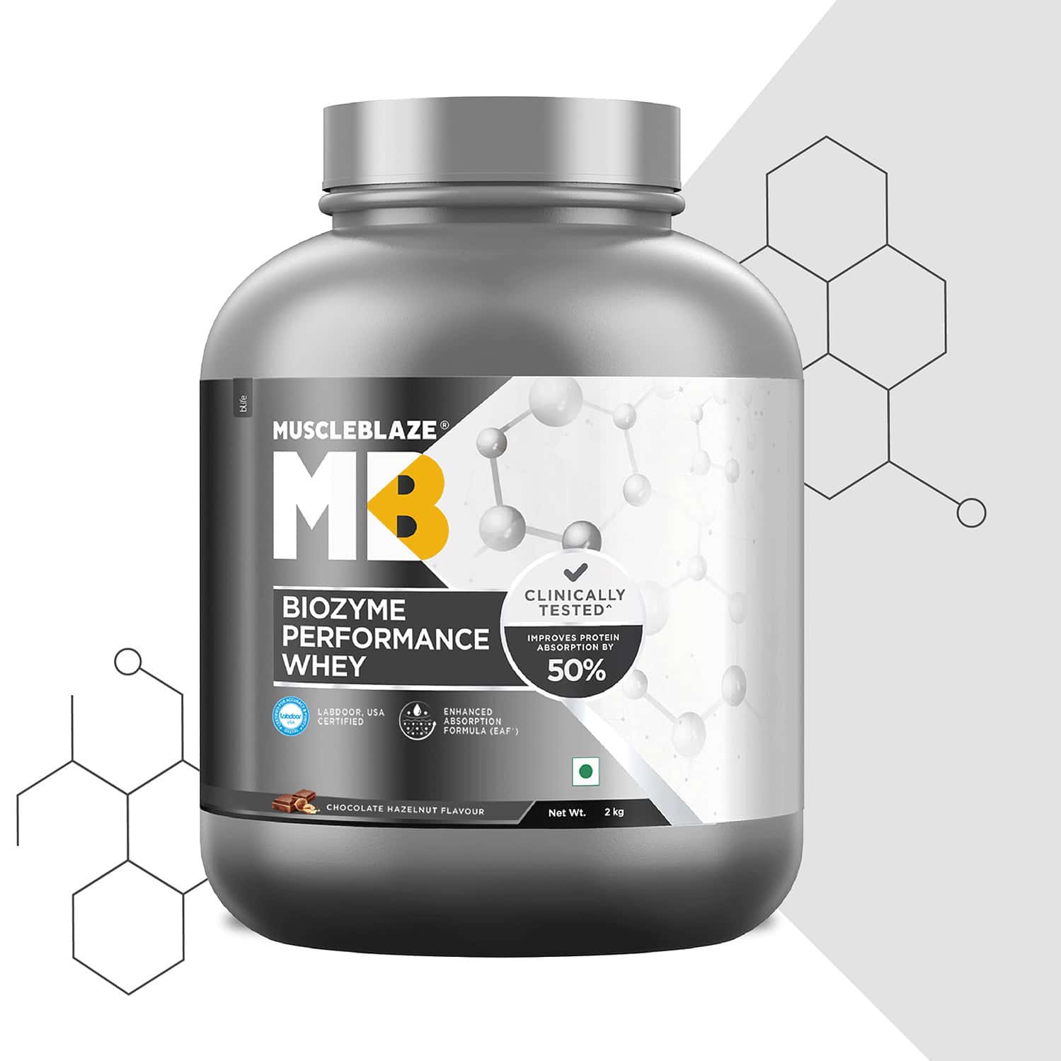 Buy MUSCLEBLAZE BIOZYME PERFORMANCE WHEY PROTEIN US PATENT FILED EAF CHOCOLATE HAZELNUT 2 KG Online Get Upto 60 OFF at PharmEasy