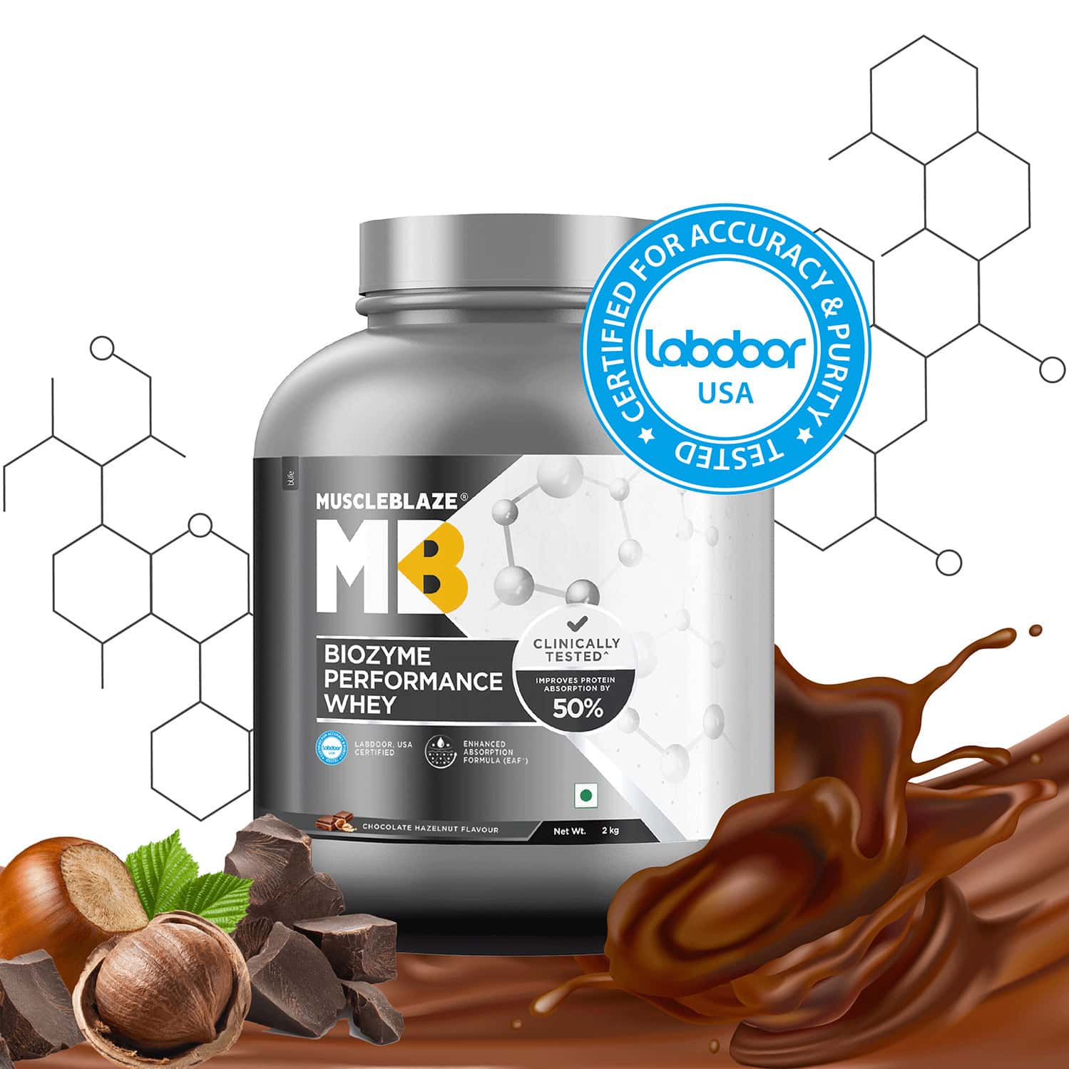 Buy MUSCLEBLAZE BIOZYME PERFORMANCE WHEY LABDOOR USA CERTIFIED ...
