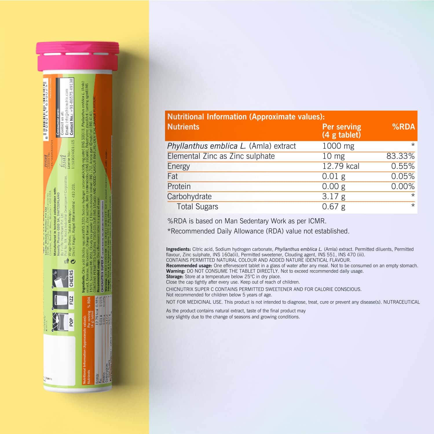 Buy CHICNUTRIX SUPER C - NATURAL VITAMIN C EFFERVESCENT TABLETS FOR ...