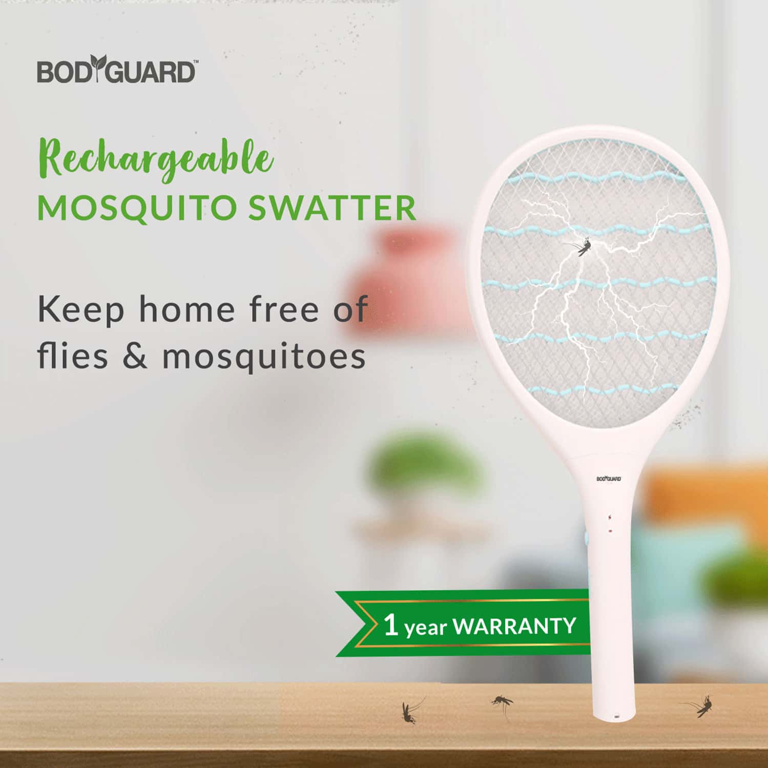 Buy BODYGUARD ANTI MOSQUITO RACQUET RECHARGEABLE INSECT KILLER BAT WITH ...