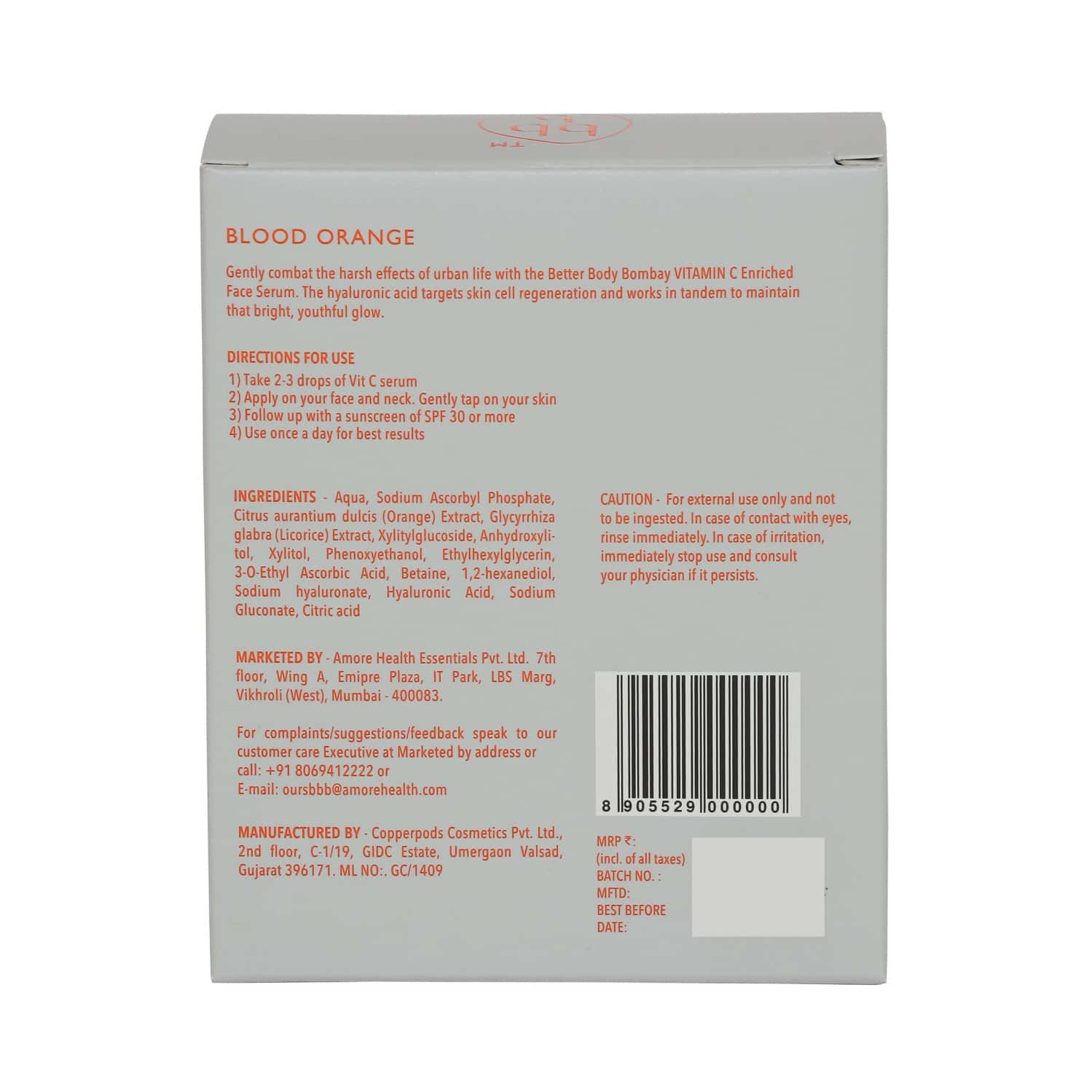 Buy BBB BETTER BODY BOMBAY BLOOD ORANGE ETERNAL YOUTH FACIAL SERUM ...