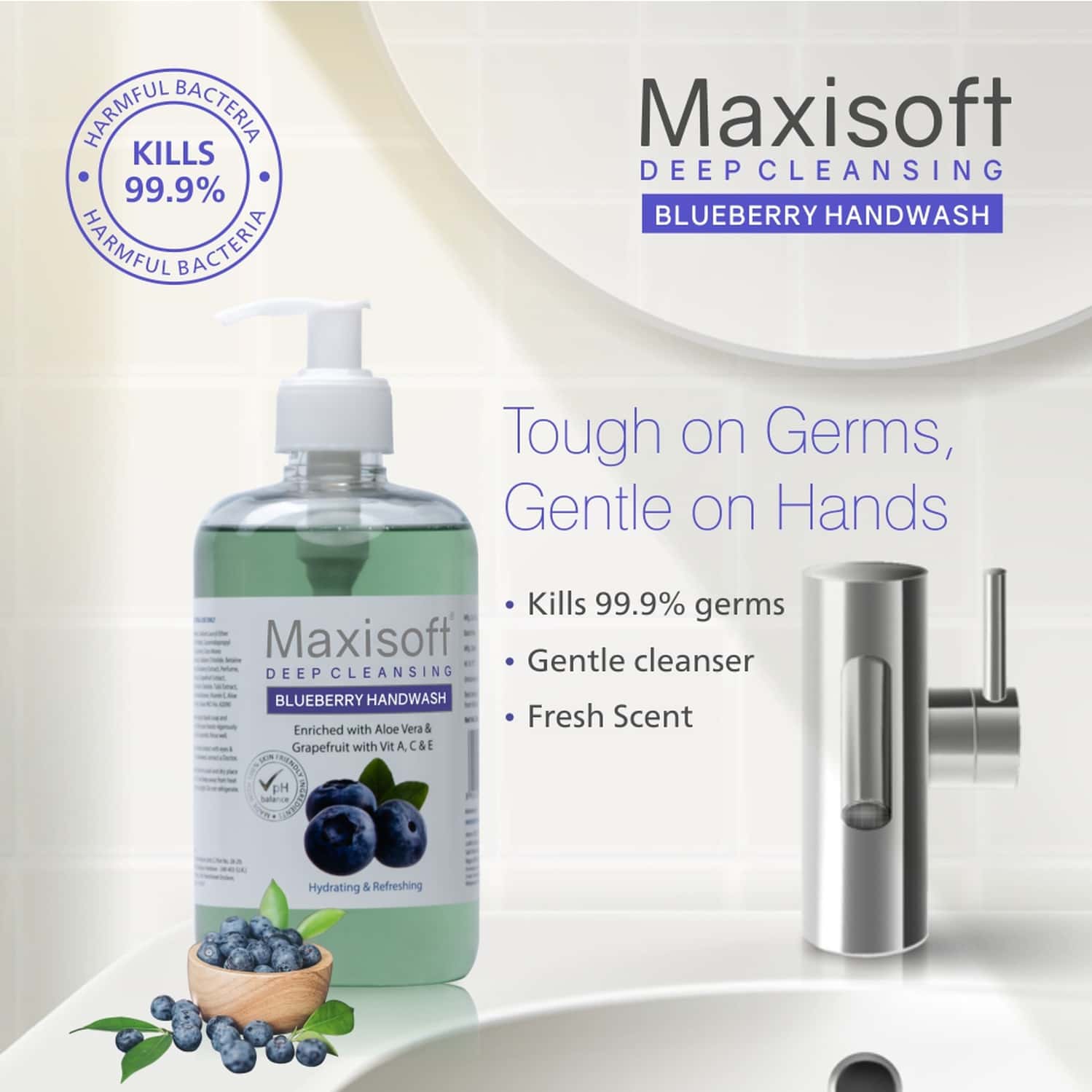 Buy MAXISOFT DEEP CLEANSING BLUEBERRY HAND WASH 500 ML Online & Get ...