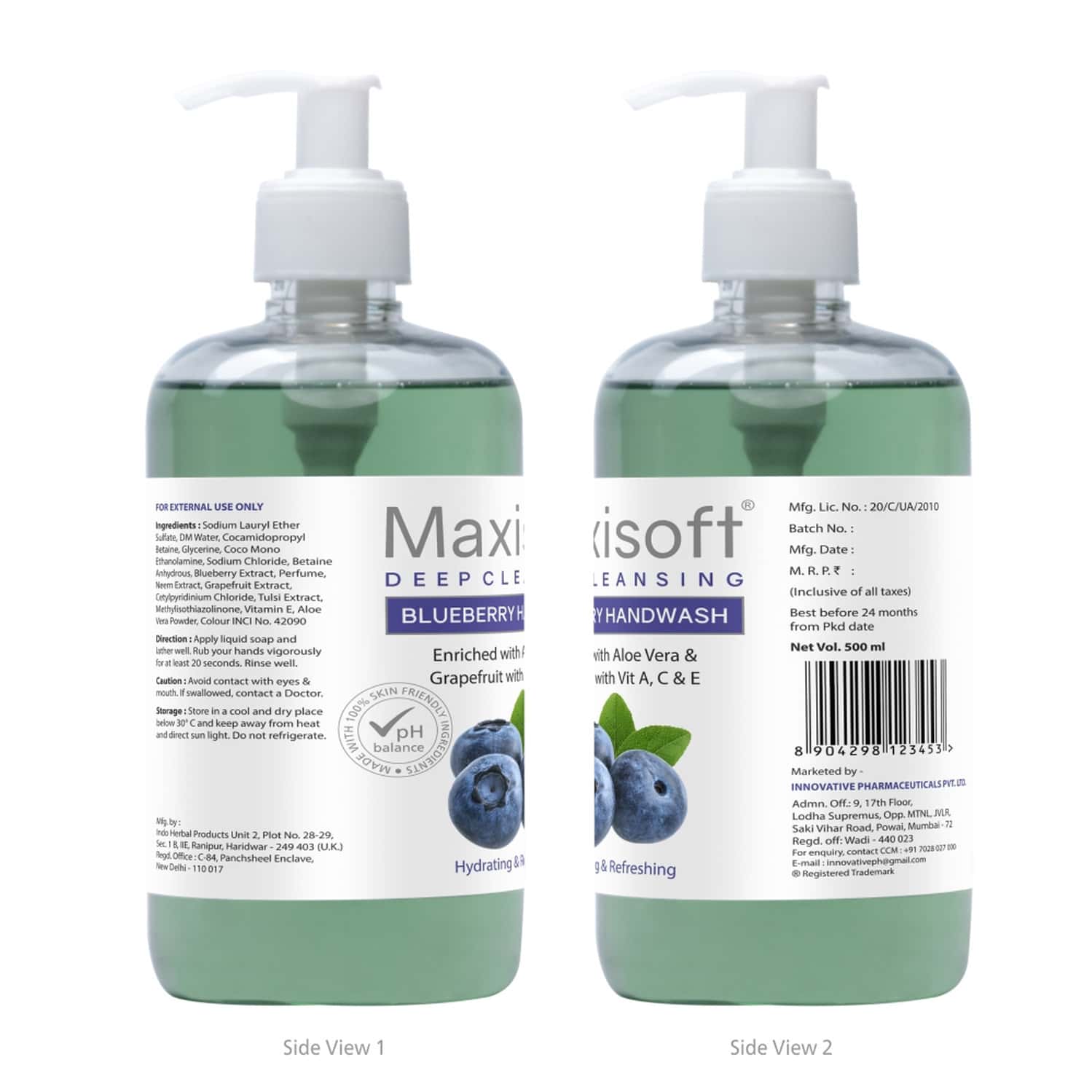 Buy MAXISOFT DEEP CLEANSING BLUEBERRY HAND WASH 500 ML | NEEM & TULSI ...