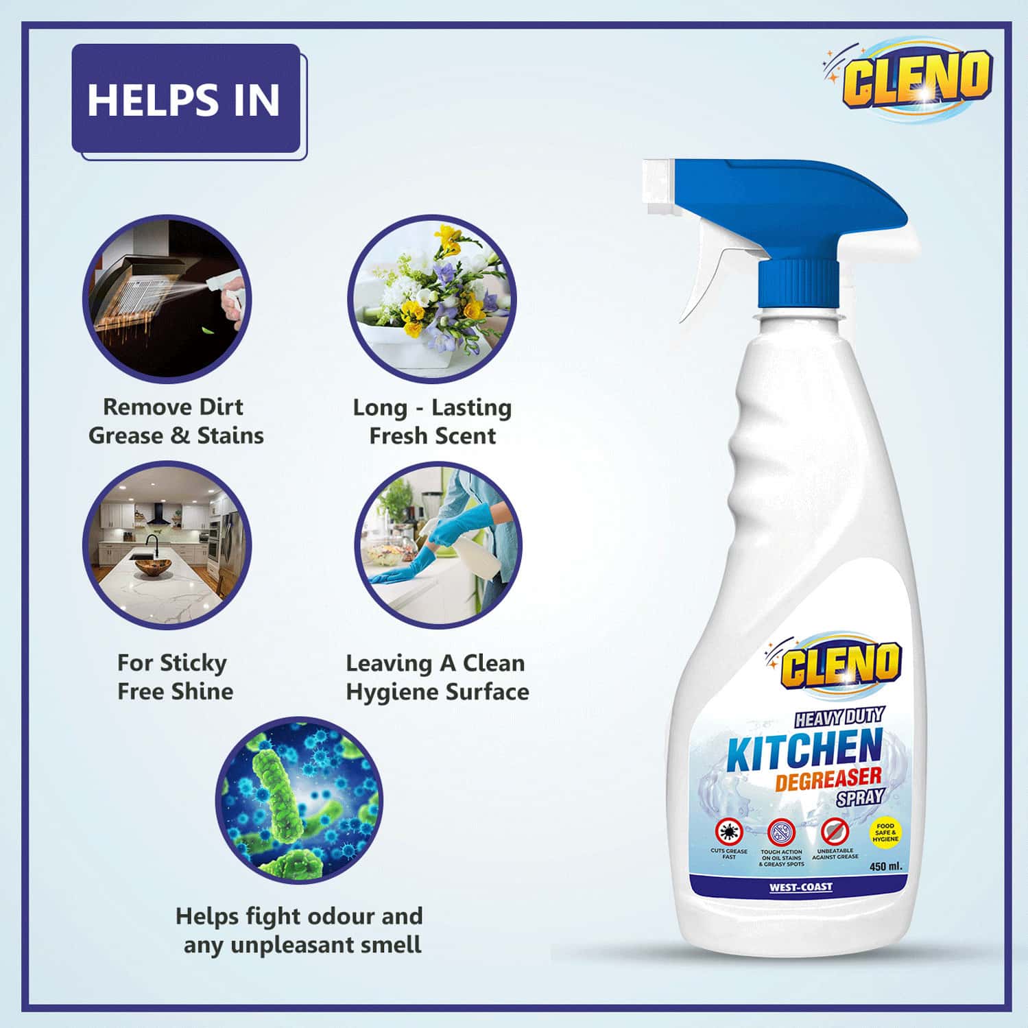 Buy CLENO KITCHEN CLEANER SPRAY CLEANS STICKY DIRT FROM GAS STOVE ...