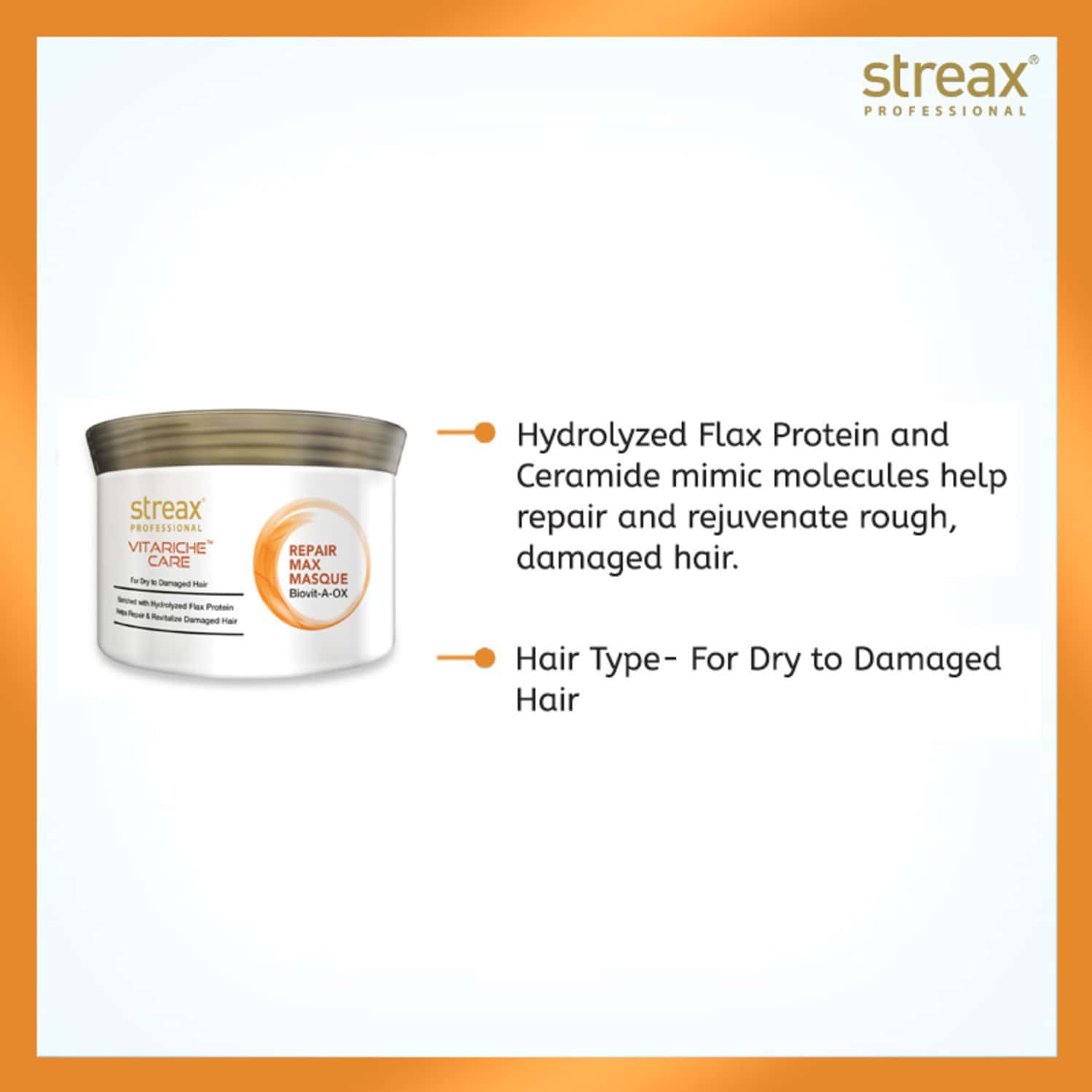 Buy STREAX PROFESSIONAL VITARICHE CARE REPAIR MAX MASQUE 200G Online ...