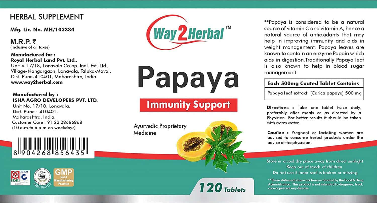 Buy WAY2HERBAL PAPAYA 120 TABLETS PACK OF 2 Online & Get Upto 60% OFF ...