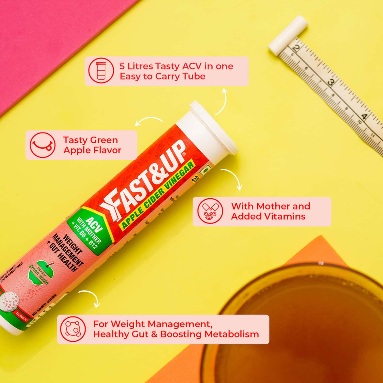 Buy FAST&UP APPLE CIDER VINEGAR 15 EFFERVESCENT TABLETS, ACV WITH ...