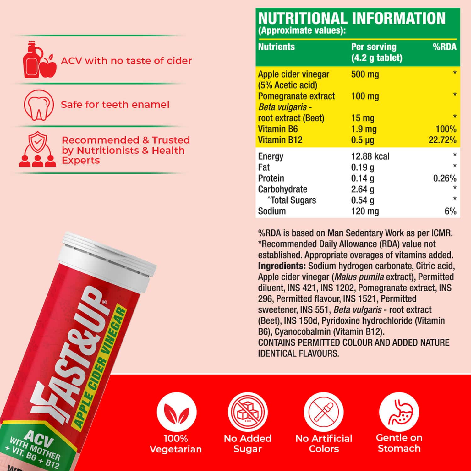 Buy FAST&UP APPLE CIDER VINEGAR 15 EFFERVESCENT TABLETS, ACV WITH ...