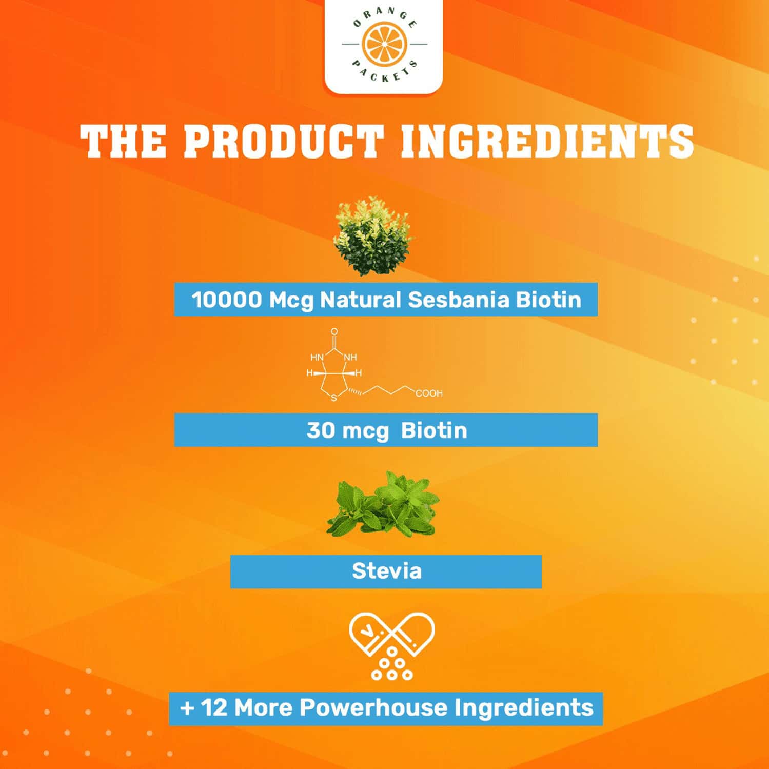 Buy ORANGE PACKETS 10000 MCG NATURAL SESBANIA BIOTIN WITH HAIR & NAIL ...