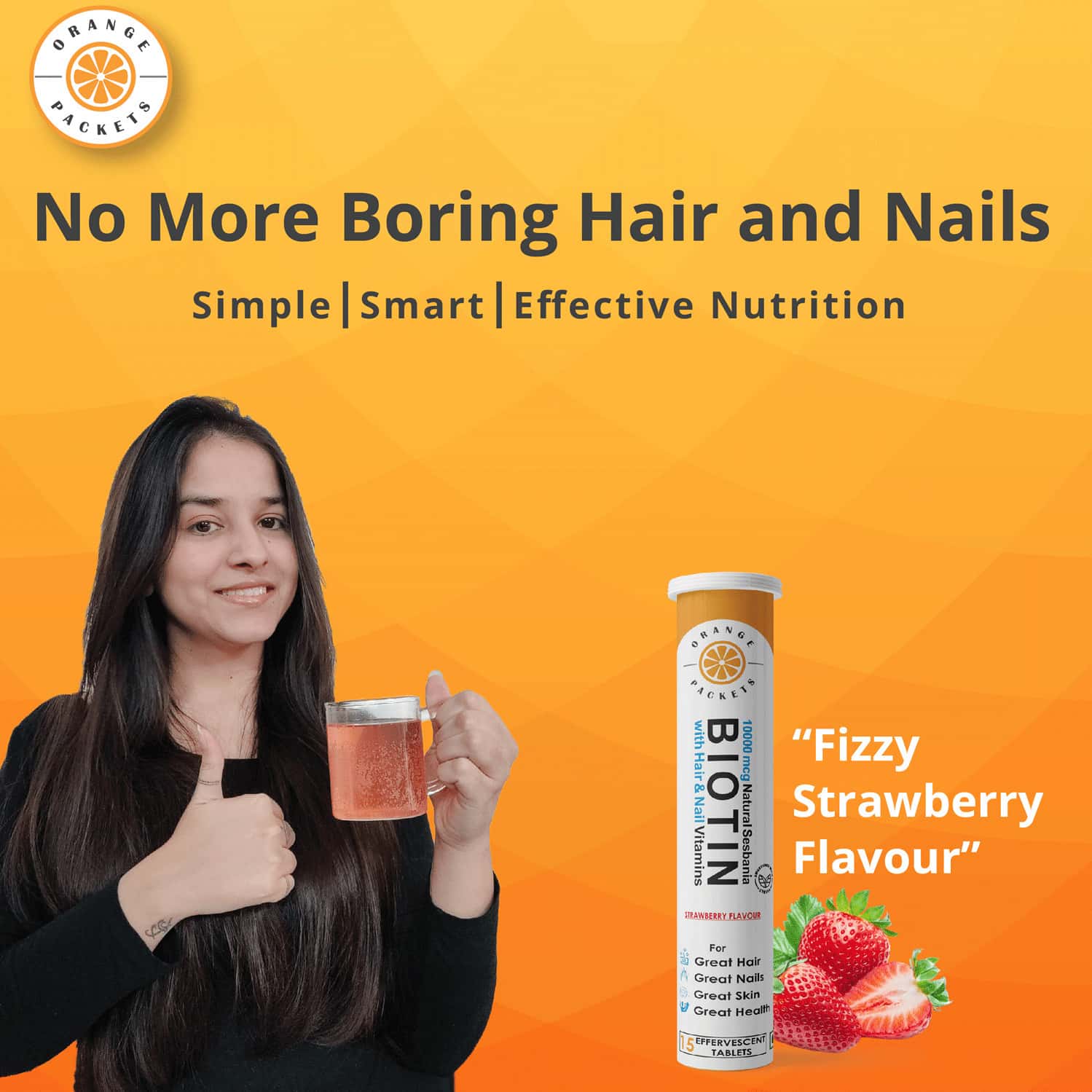 Buy ORANGE PACKETS 10000 MCG NATURAL SESBANIA BIOTIN WITH HAIR & NAIL ...