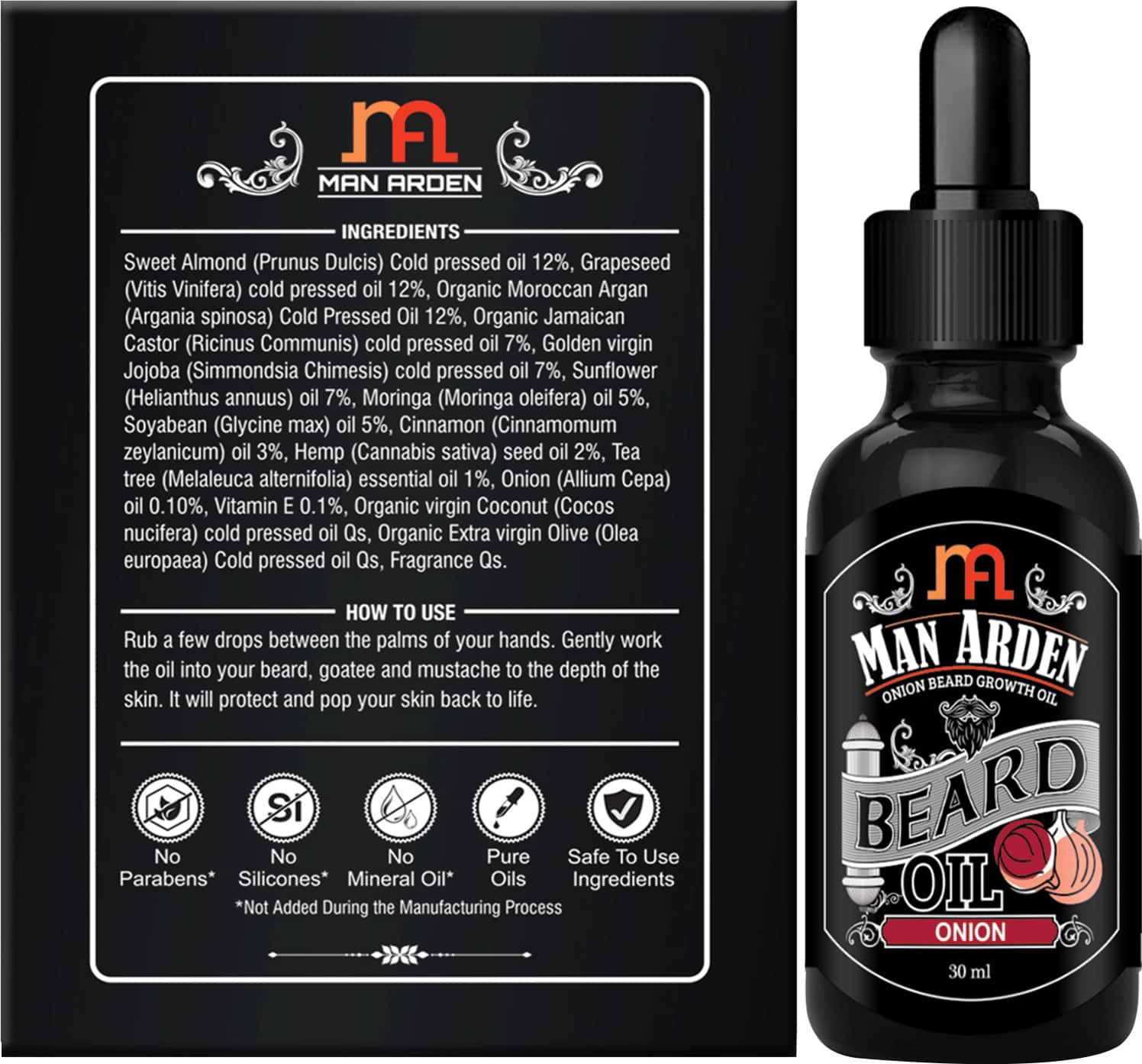 Buy MAN ARDEN ONION BEARD GROWTH OIL HEMP SEED OIL 15 ACTIVES FOR BEARD ...
