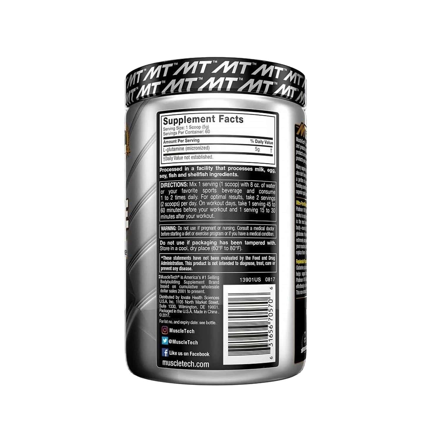 Buy MUSCLETECH PLATINUM 100 PERCENT GLUTAMINE SUPPLEMENT - 300 GM ...