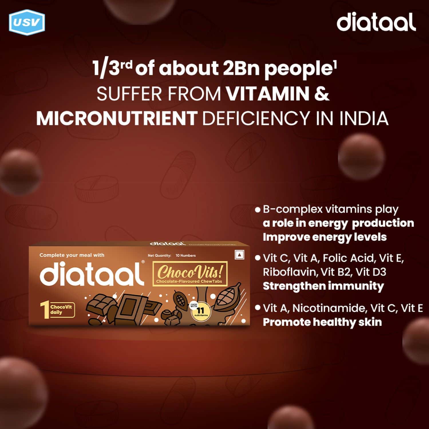 Buy DIATAAL CHOCOVITS CHOCOLATE MULTIVITAMINS TASTY + HEALTHY VITAMINS ...
