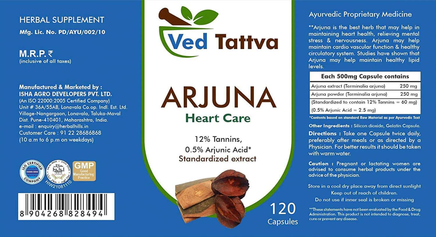 Buy VED TATTVA ARJUNA CAPSULES FOR HEART CARE 500MG ARJUNA EXTRACT ...
