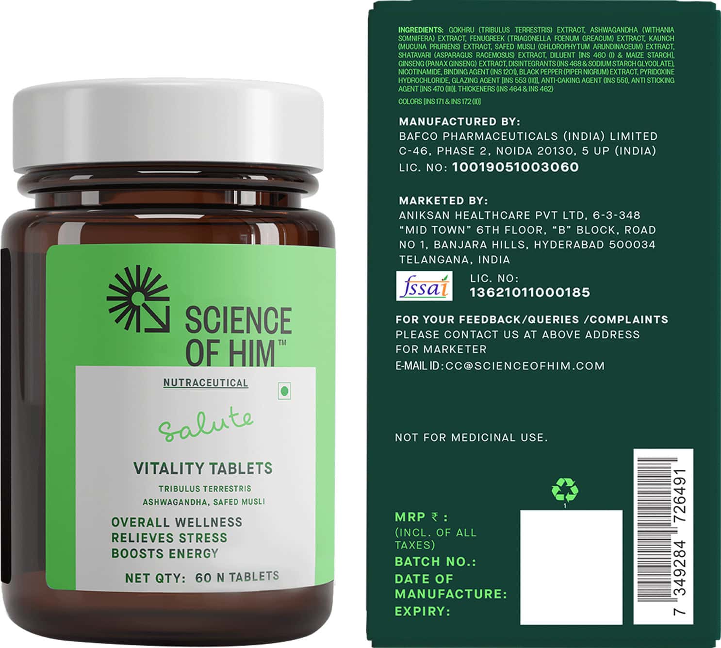 Buy SCIENCE OF HIM SALUTE VITALITY TABLETS Online & Get Upto 60% OFF at ...