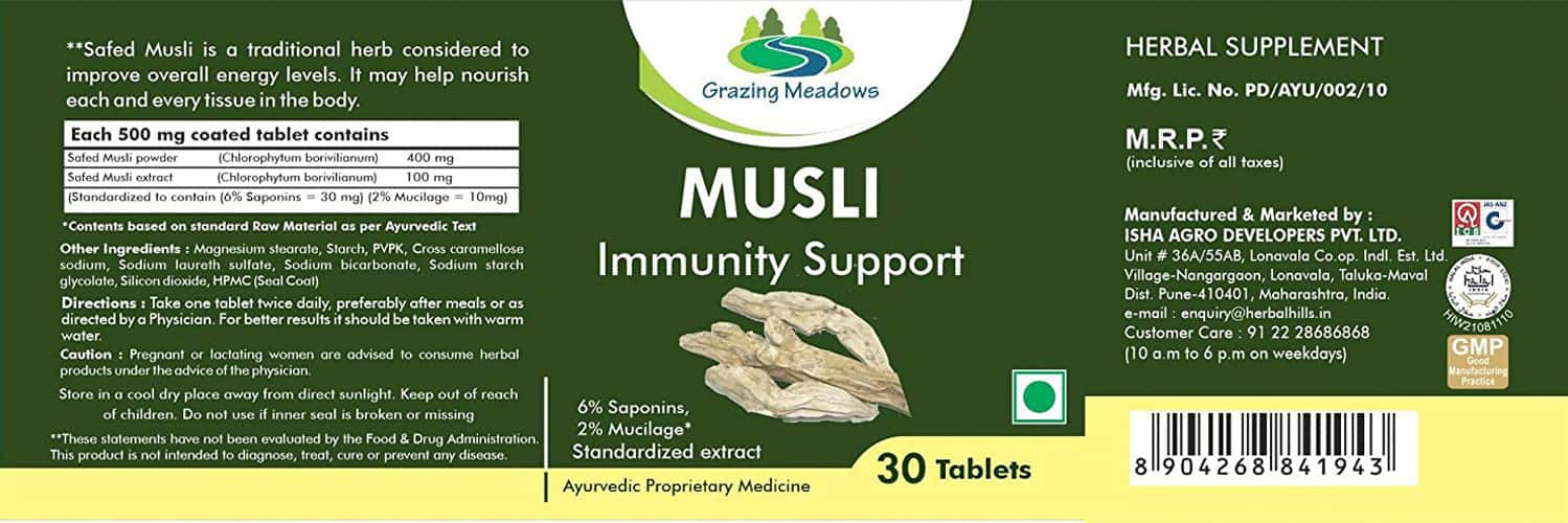 Buy GRAZING MEADOWS MUSLI TABLETS SAFED MUSLI 60 TABLETS/MUSALI POWDER ...