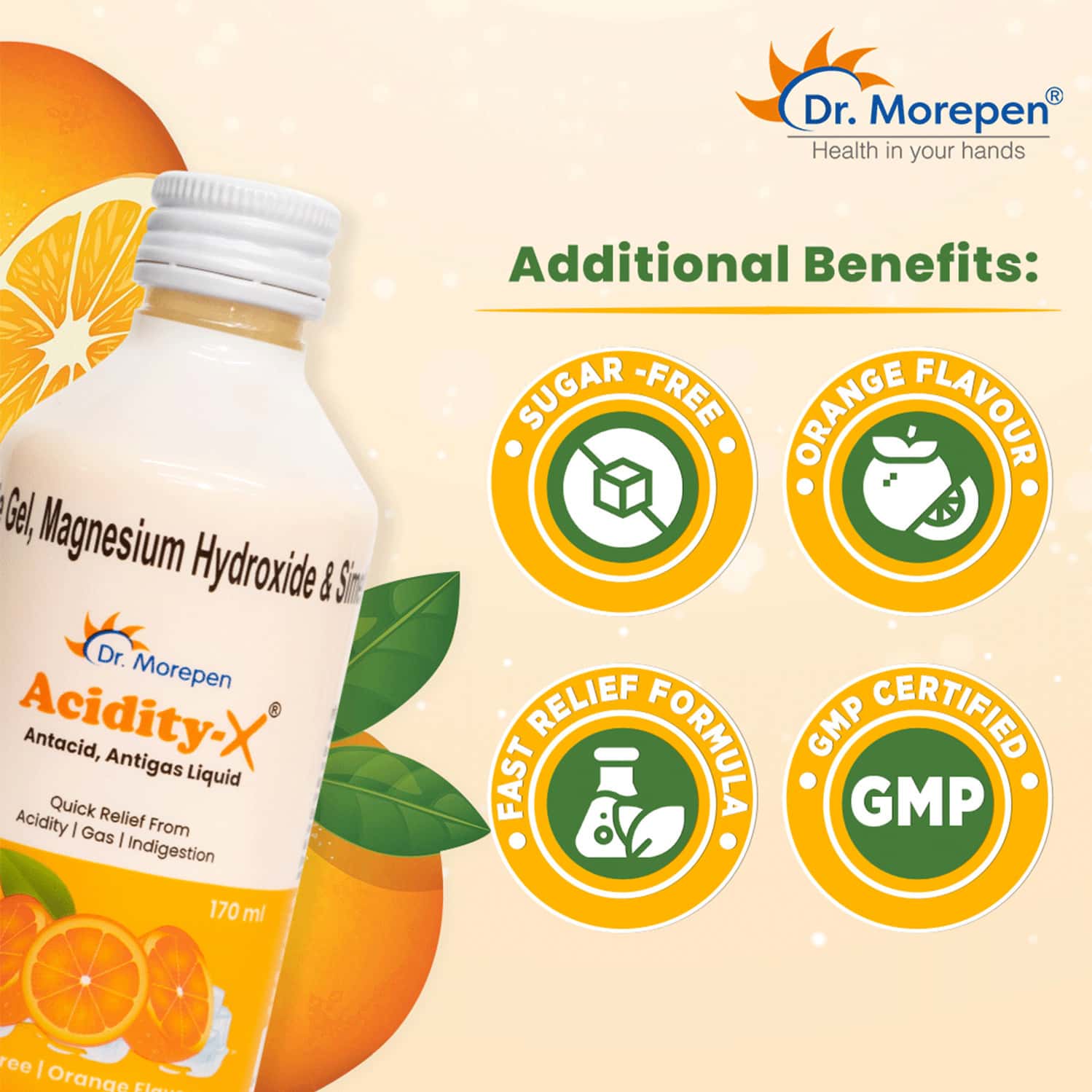 Buy DR. MOREPEN ACIDITY-X SYRUP FOR ACIDITY RELIEF ORANGE FLAVOUR ...