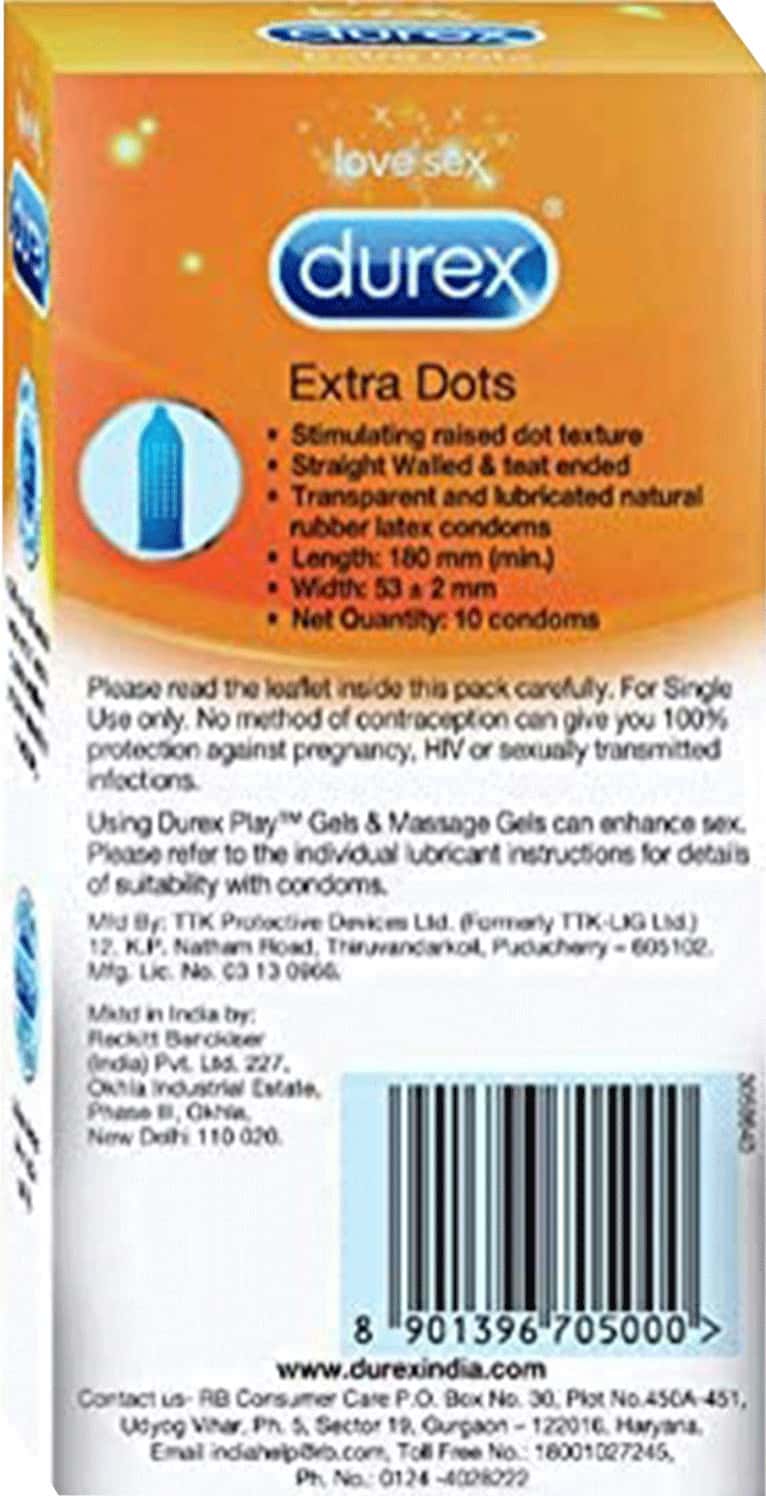 Buy DUREX EXTRA DOTTED CONDOMS FOR MEN - 3 COUNT (PACK OF 10)|RIBBED AND DOTTED FOR EXTRA ...